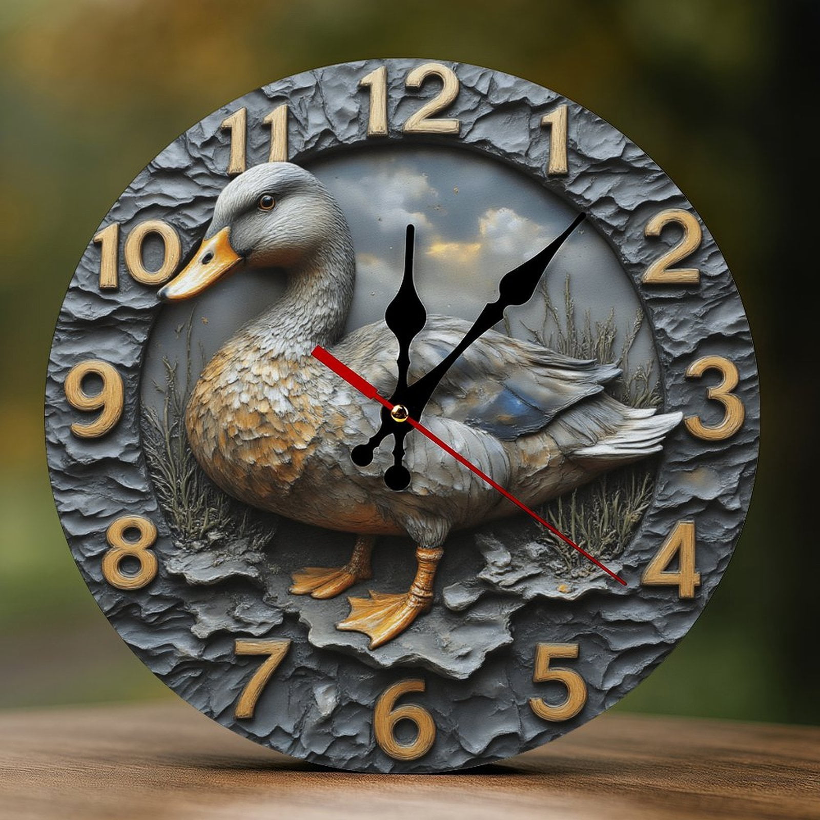 Wall Clock Decorative - Retro Gray Duck Print 2D Vintage Wall Clocks ...