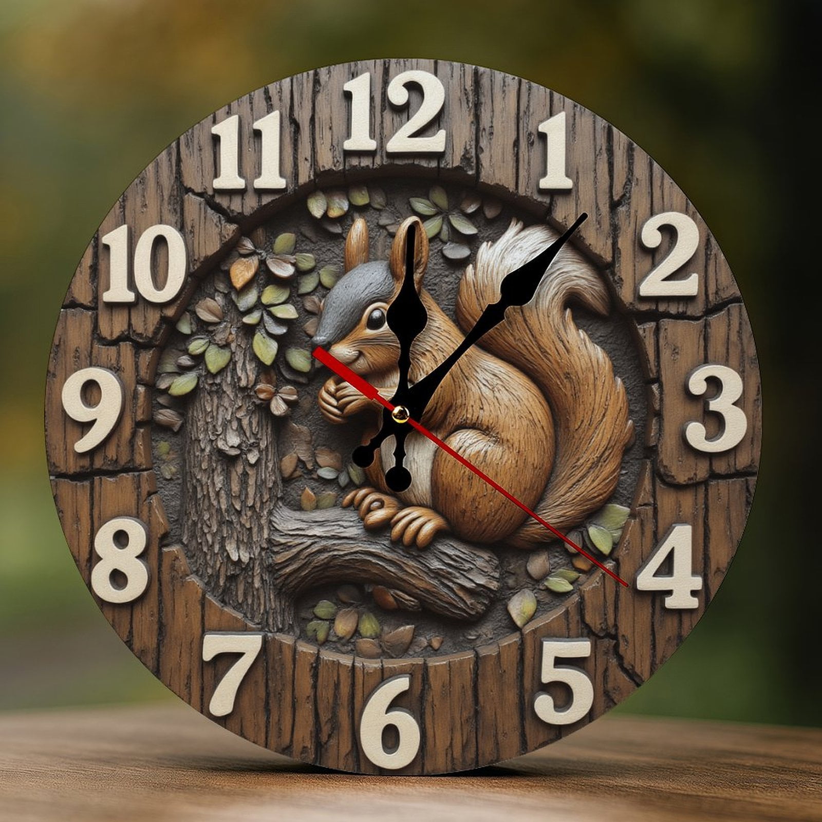 Wall Clock Decorative - Rustic Brown Squirrel-C Print 2D Vintage Wall ...