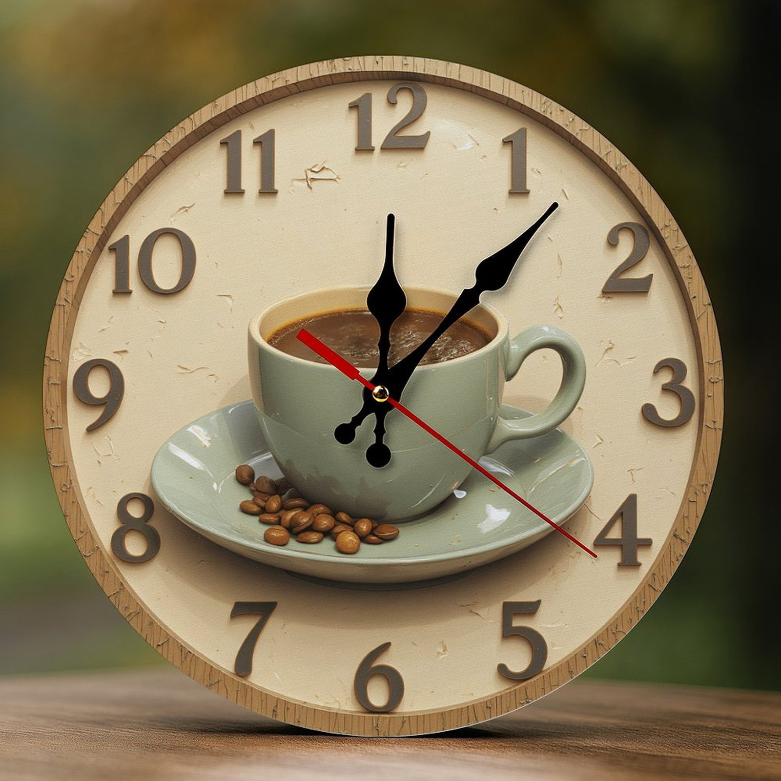Wall Clock Decorative - Rustic Coffee Cup Print 2D Vintage Wall Clocks ...