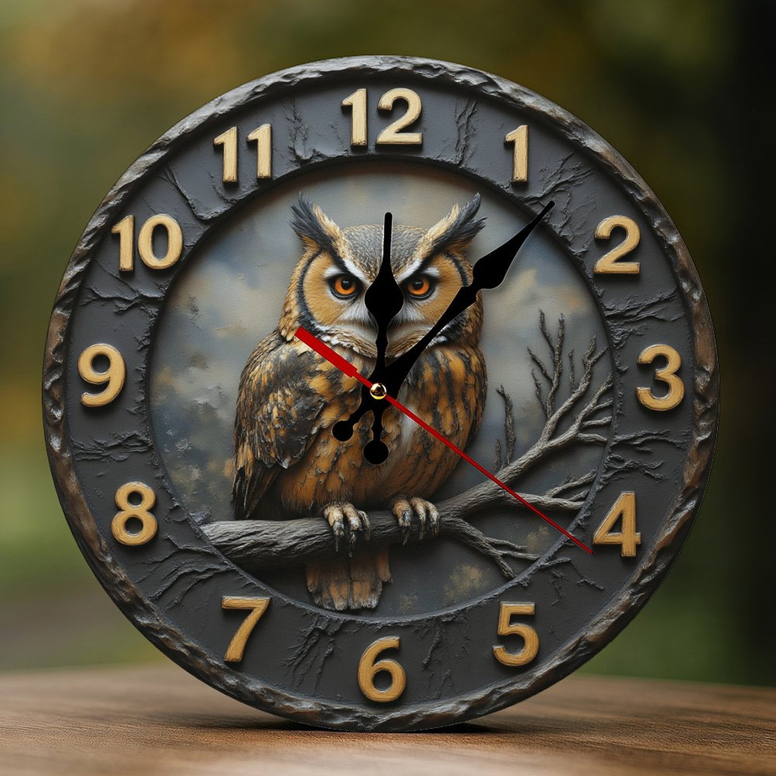 Wall Clock Decorative - Vintage Brown Owl Print 2D Vintage Wall Clocks ...