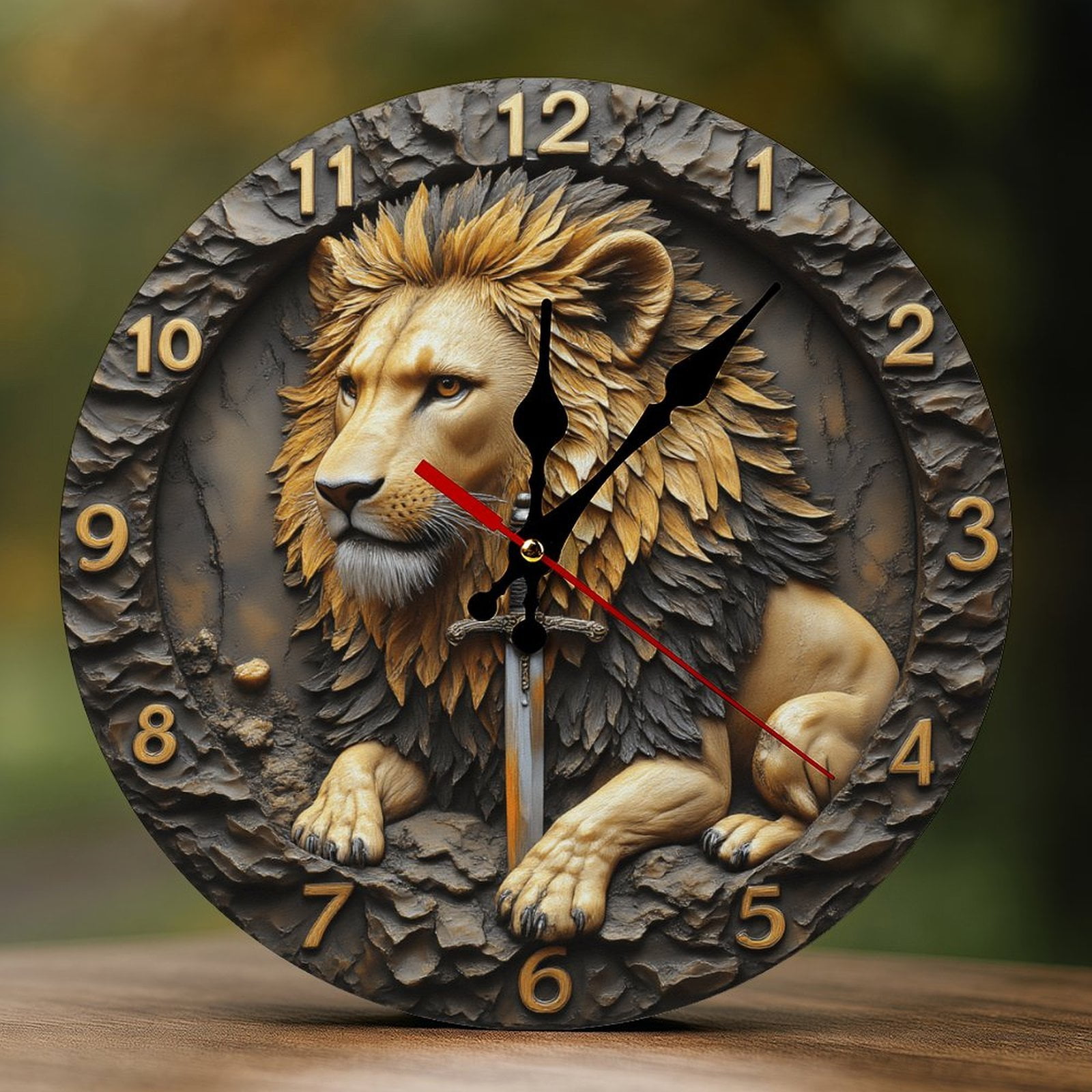 Wall Clock Decorative - Vintage Lion Sword Print 2D Vintage Wall Clocks ...