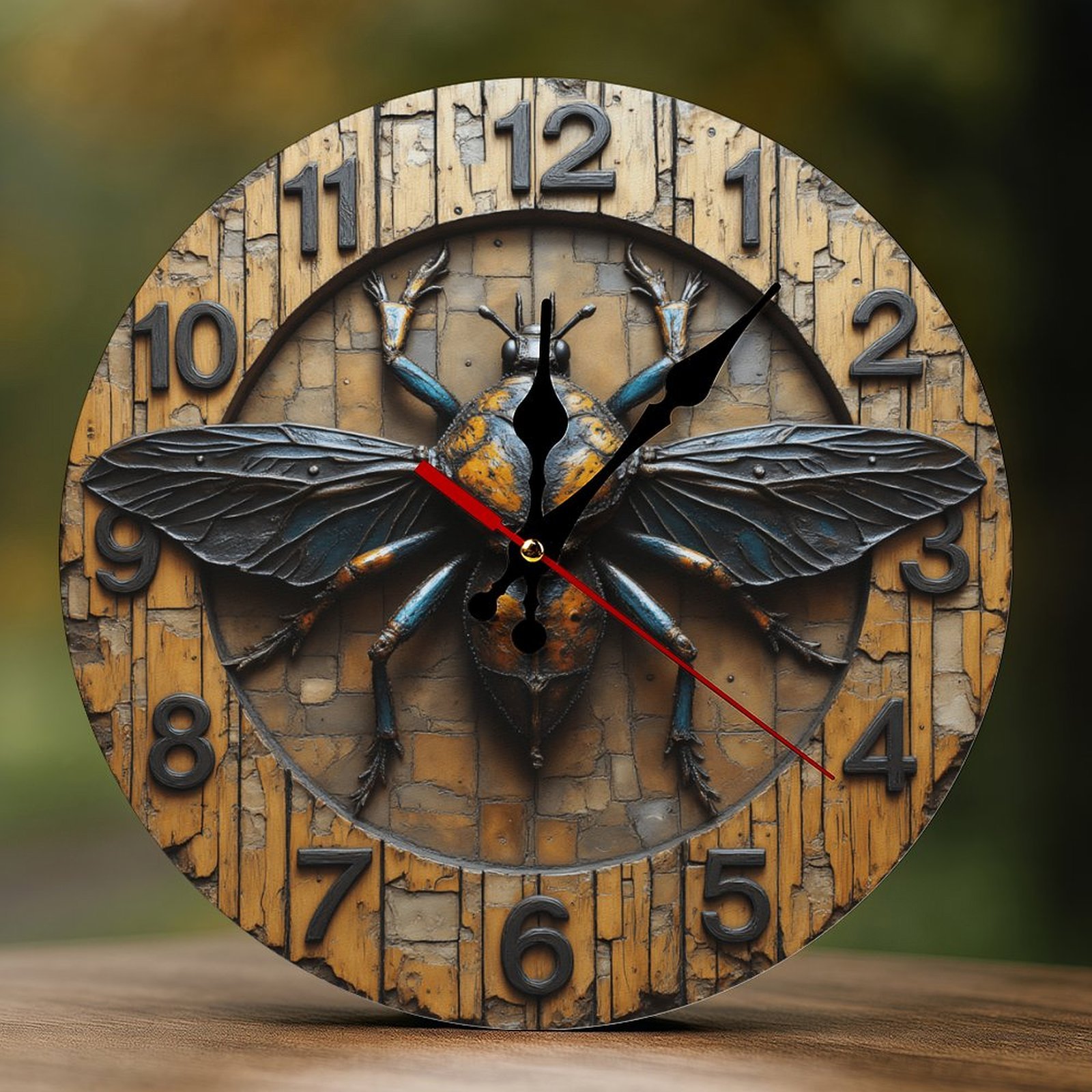 Wall Clock Decorative - Vintage Wood Bee A Print 2D Vintage Wall Clocks ...