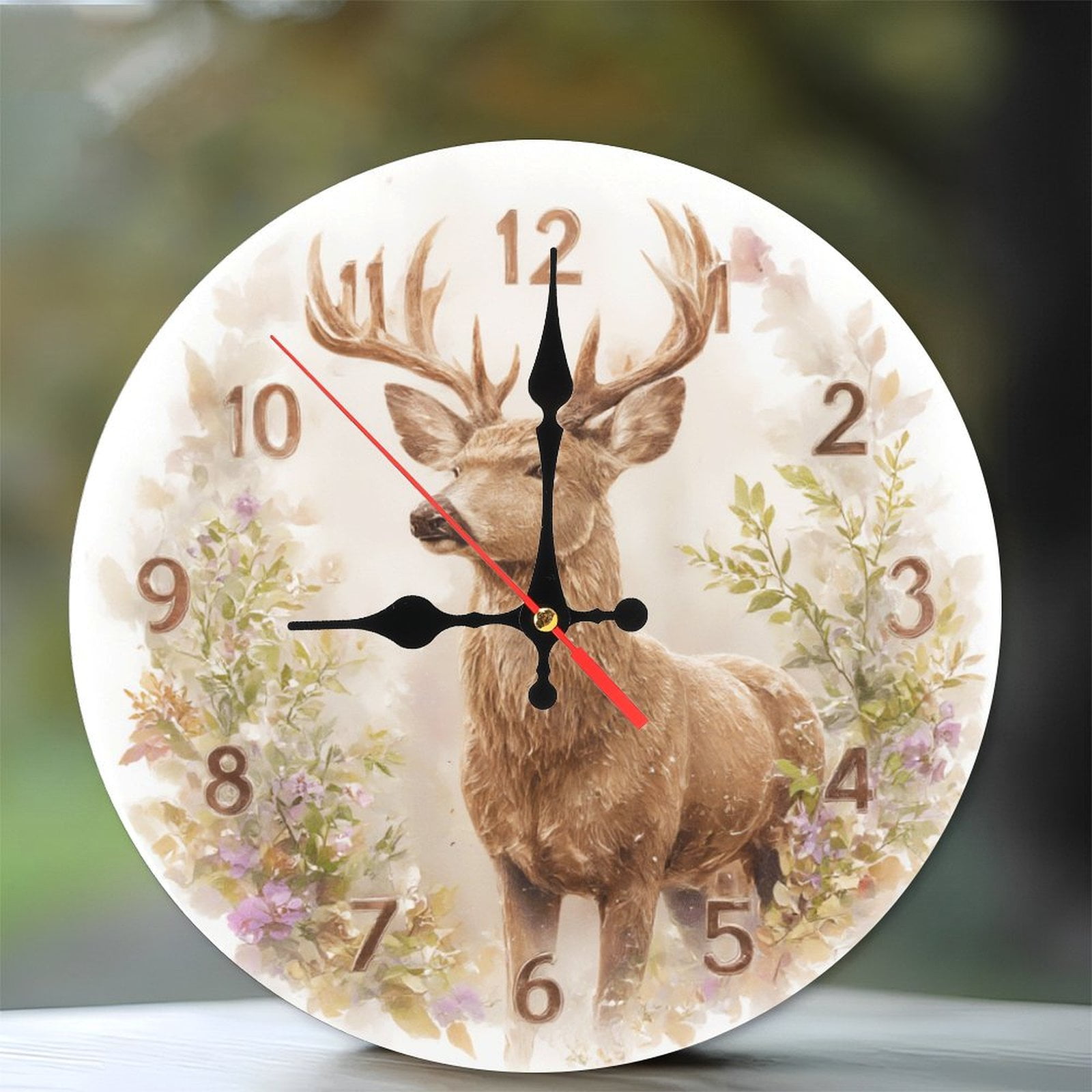 Wall Clock Deer Design Rustic Farmhouse Style Home Decor 10-Inch Silent ...