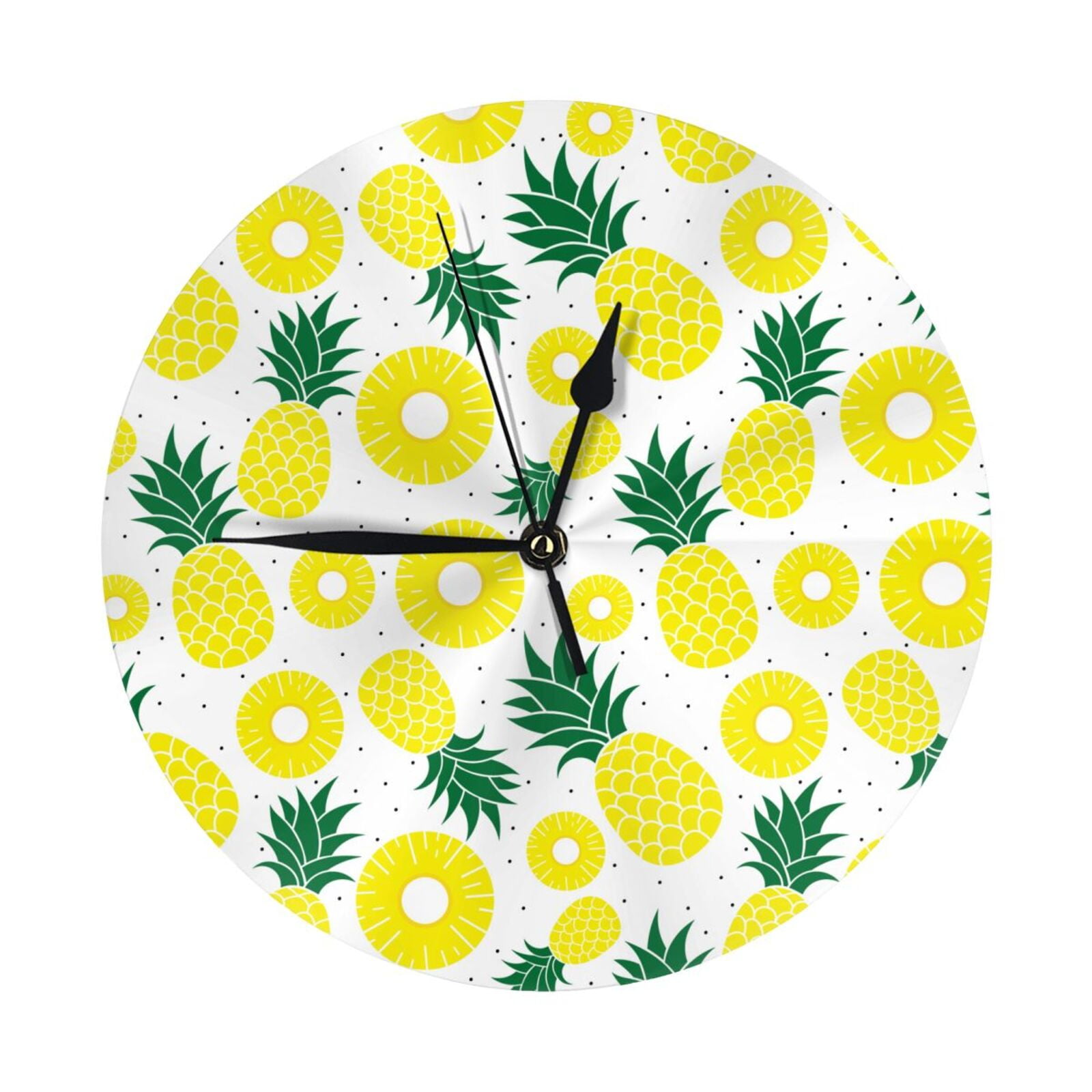 Wall Clock - Delicious Pineapple 9.8 Inch Silent Non Ticking Modern ...