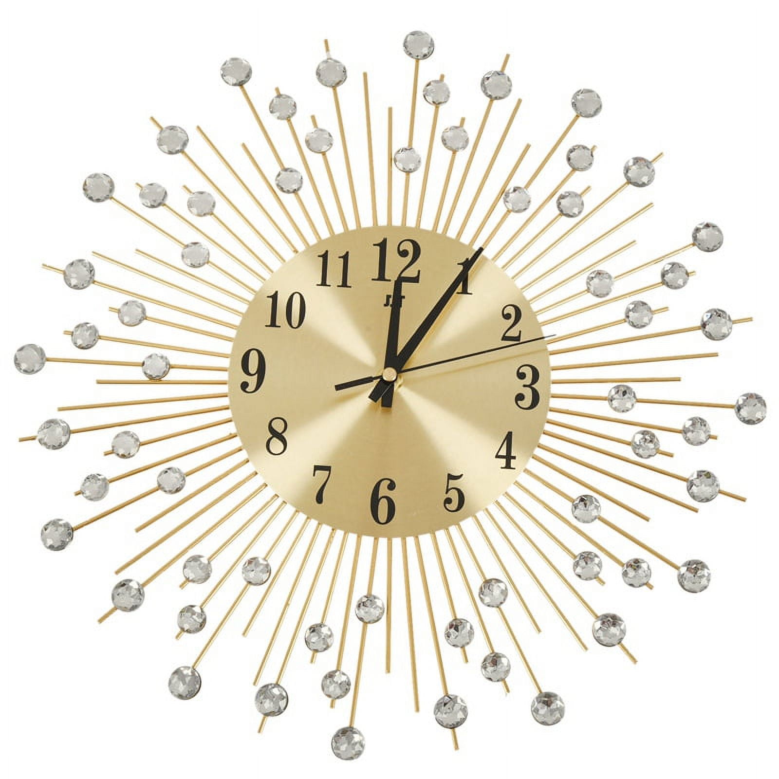 Wall Clock Diamonds Decorative Round Clock Metal (Gold) - Walmart.com