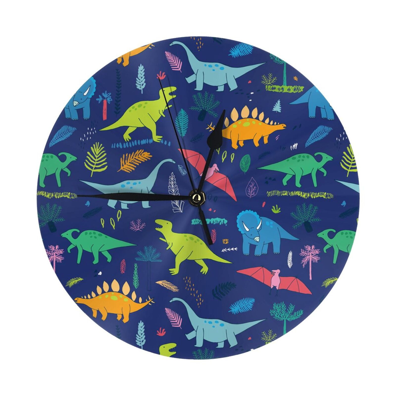 Wall Clock, Dinosaurs Adventure Wall Clocks Battery Operated Silent ...