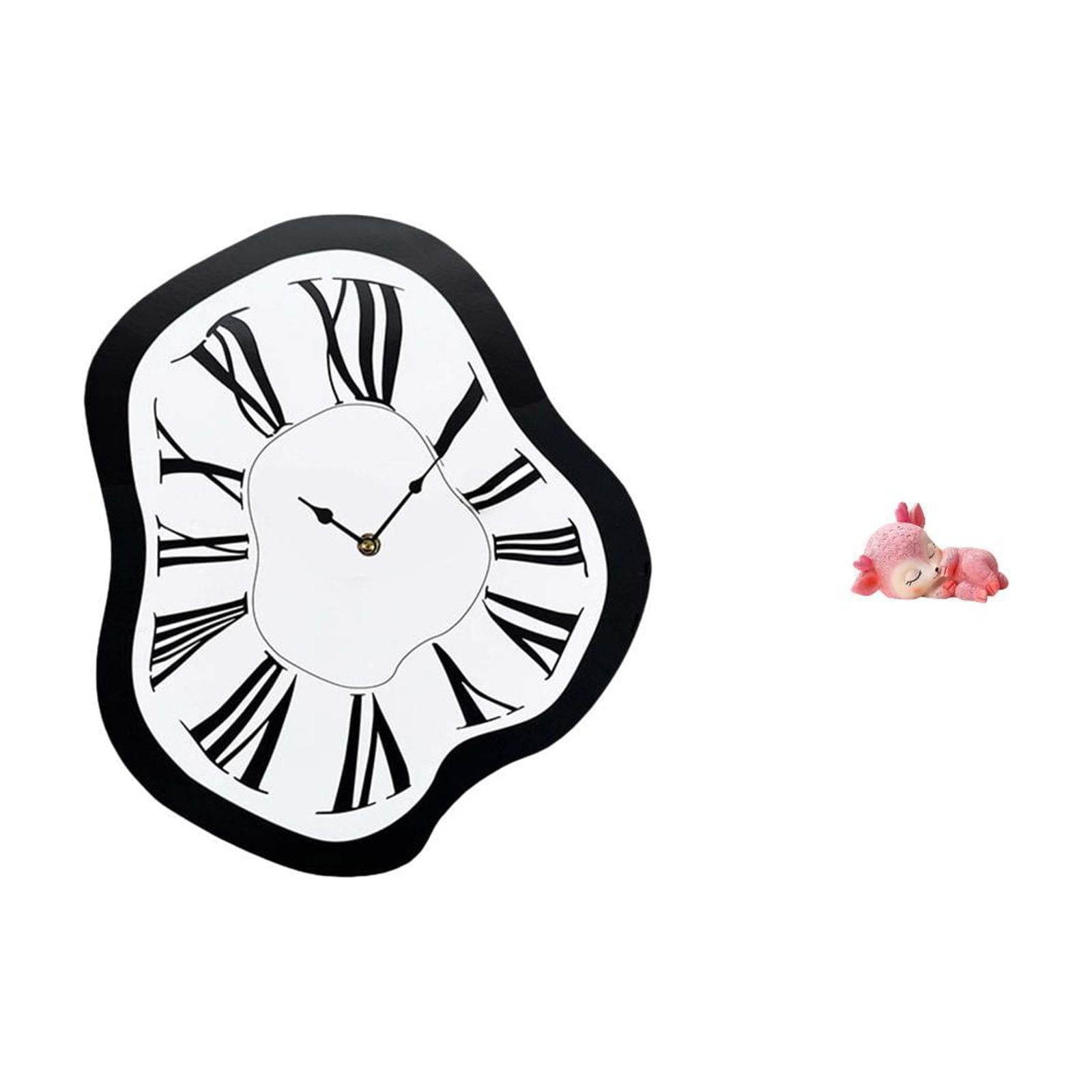 Wall Clock Distorted Clocks Deer Sculpture Acrylic Melting Design with ...