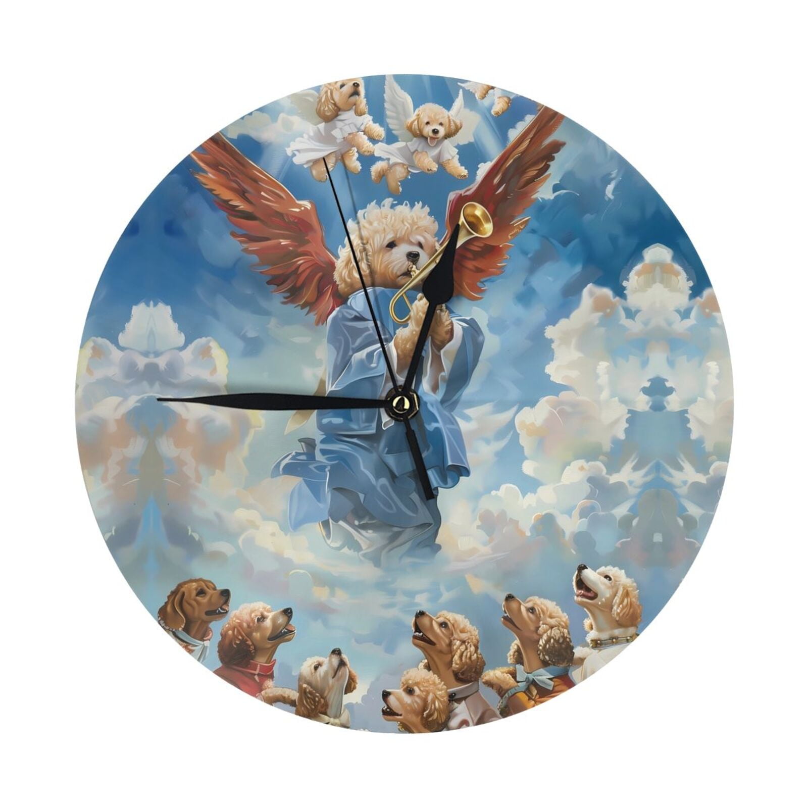 Wall Clock, Dog Angel Ascension Wall Clocks Battery Operated Silent ...