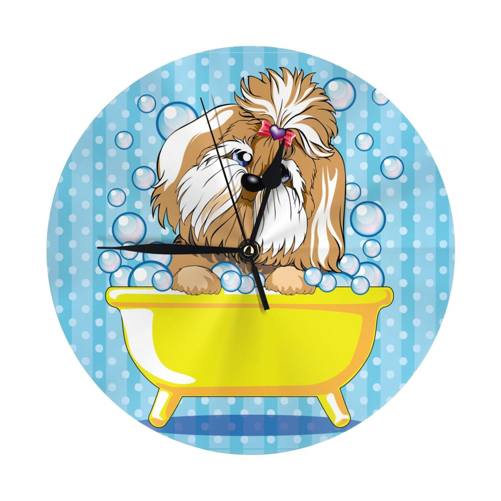 Wall Clock Dog Takes a Bath in the Bathtub Wall Clocks Battery Operated ...