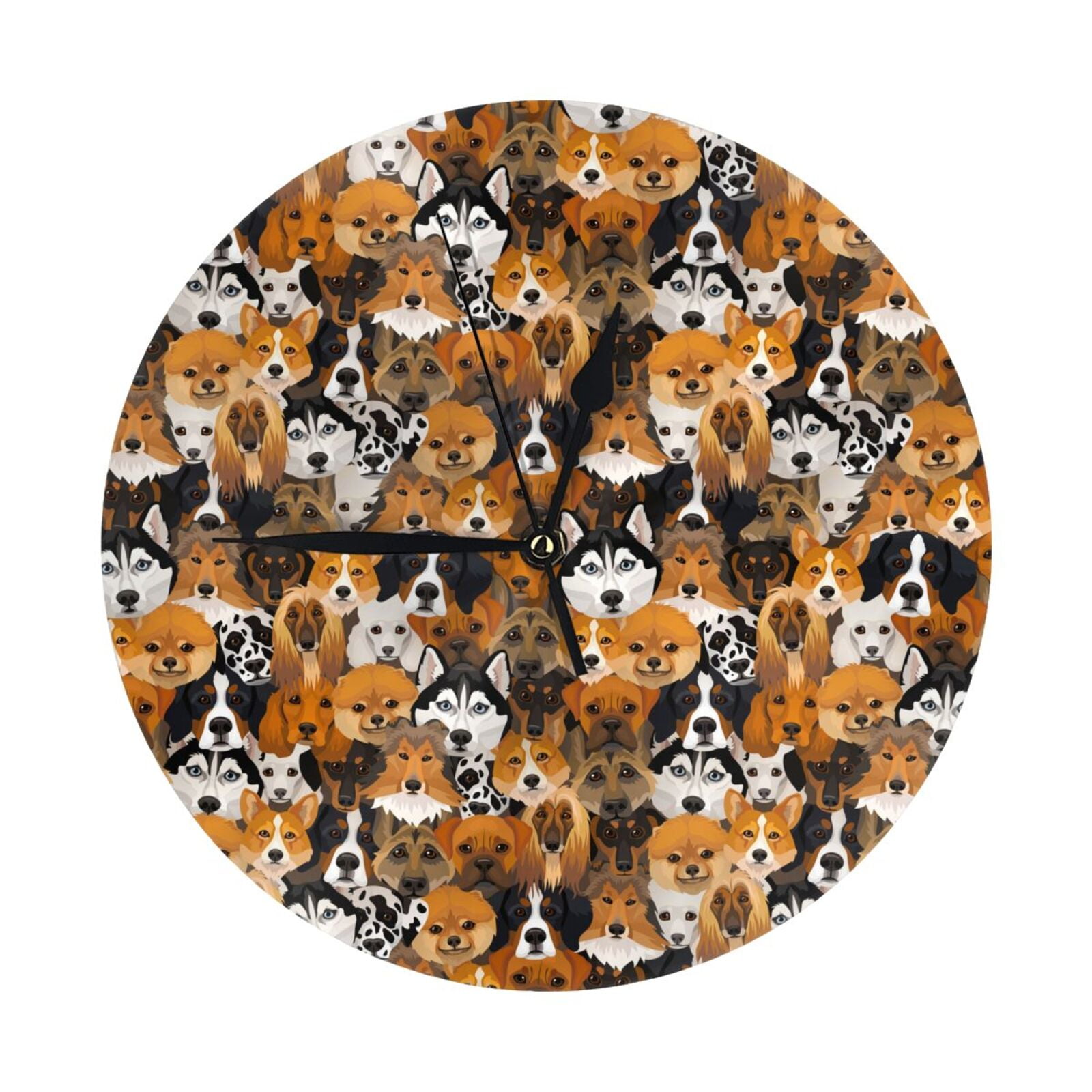 Wall Clock Dogs Different Breeds Wall Clocks Battery Operated, Modern ...