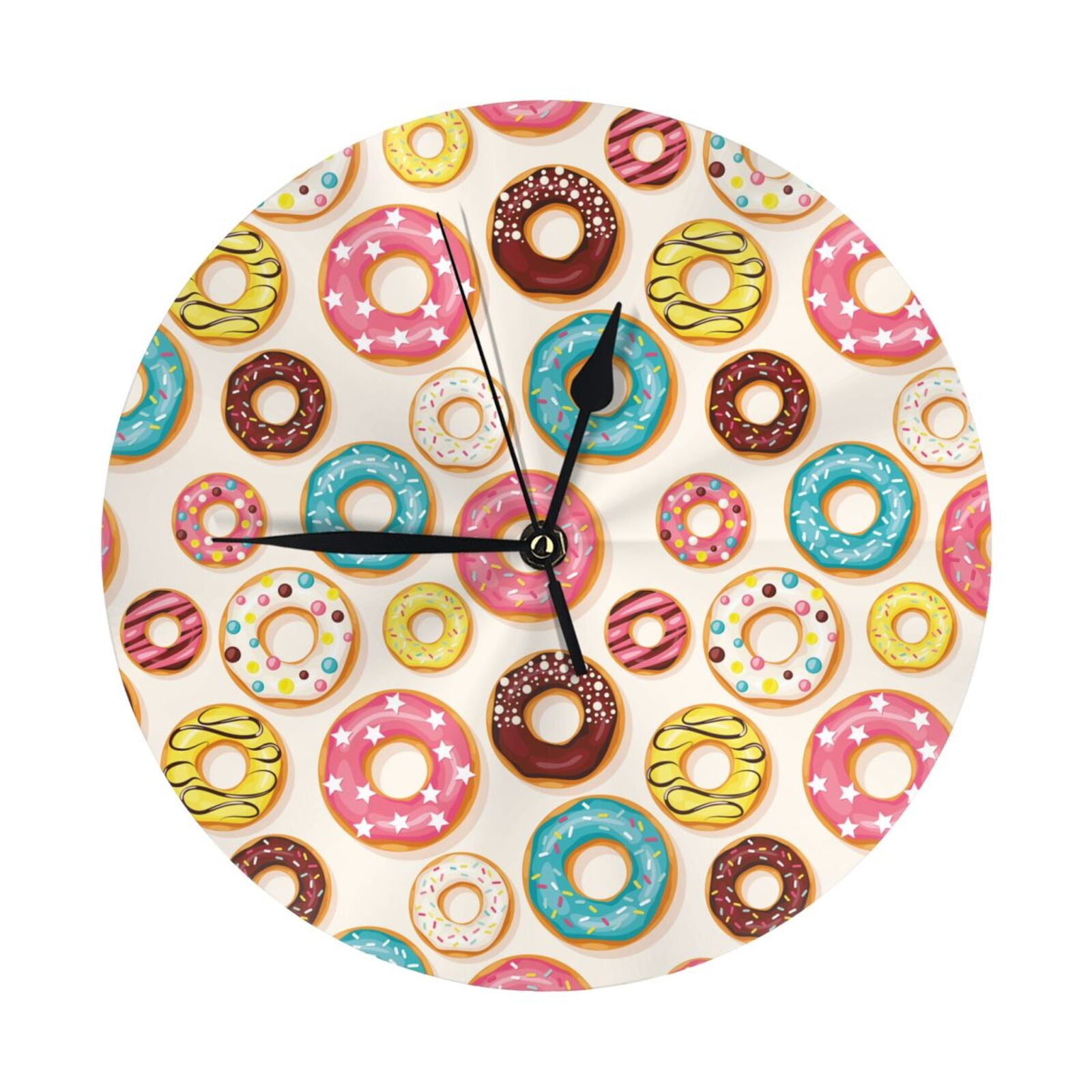 Wall Clock, Donut Print No.9028 Wall Clocks Battery Operated Silent ...