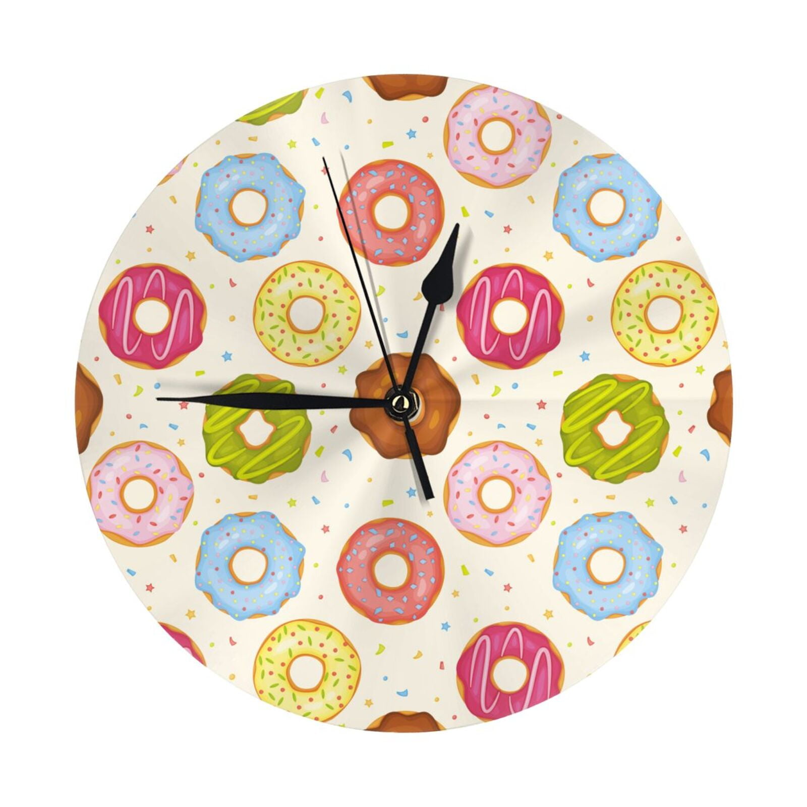Wall Clock, Donut Print No.9049 Wall Clocks Battery Operated Silent ...