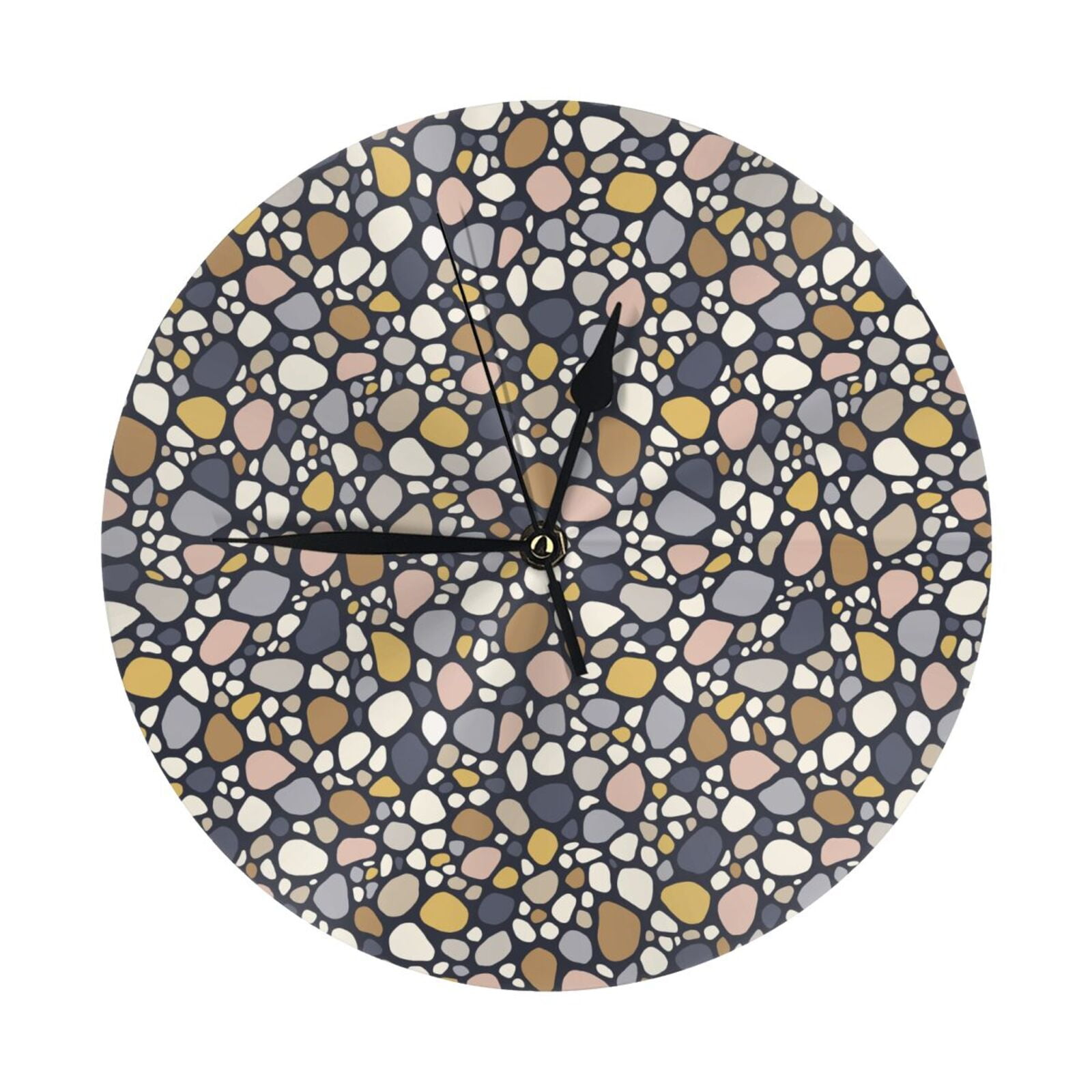 Wall Clock Doodle Sea Pebbles Wall Clocks Battery Operated, Modern Wall ...