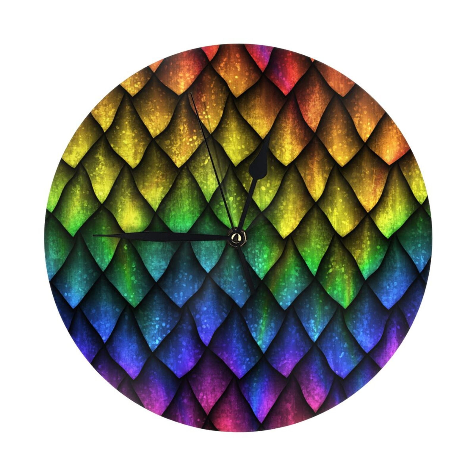 Wall Clock - Dragon Scales 9.8 Inch Silent Non Ticking Modern Round ...
