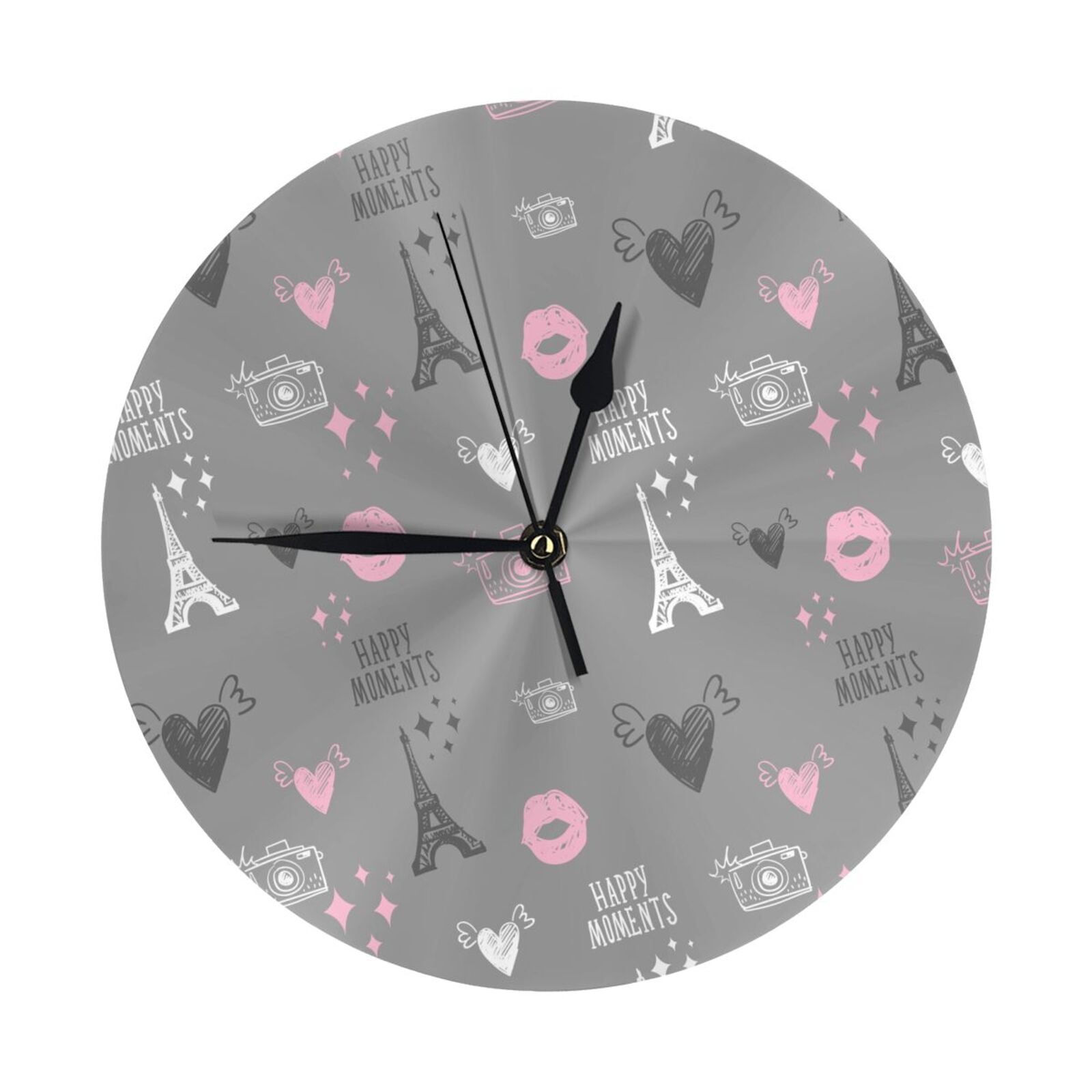 Wall Clock Eiffel Tower Vibrant Wall Clocks Battery Operated, Modern ...