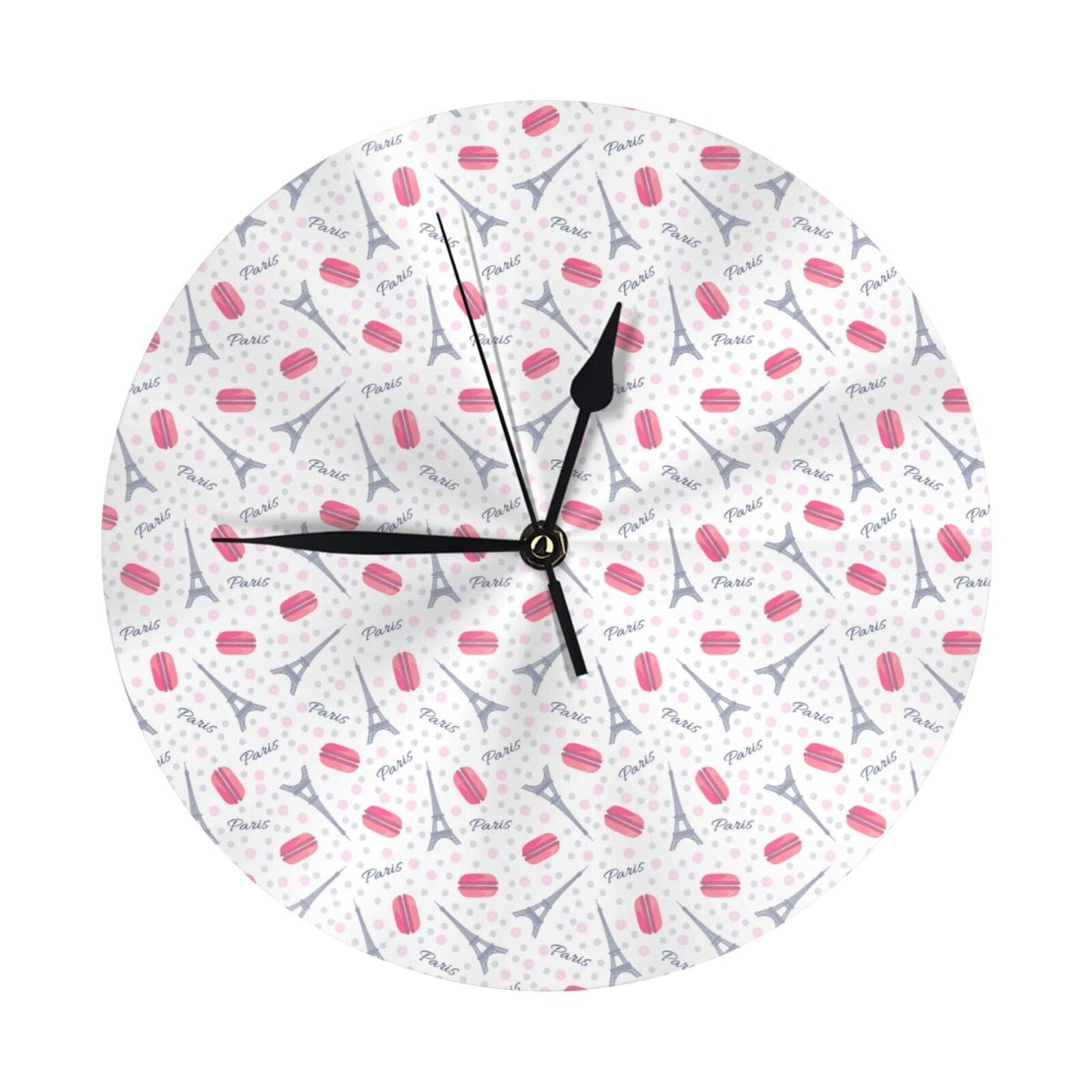 Wall Clock, Eiffel Tower polka dot Wall Clocks Battery Operated Silent ...
