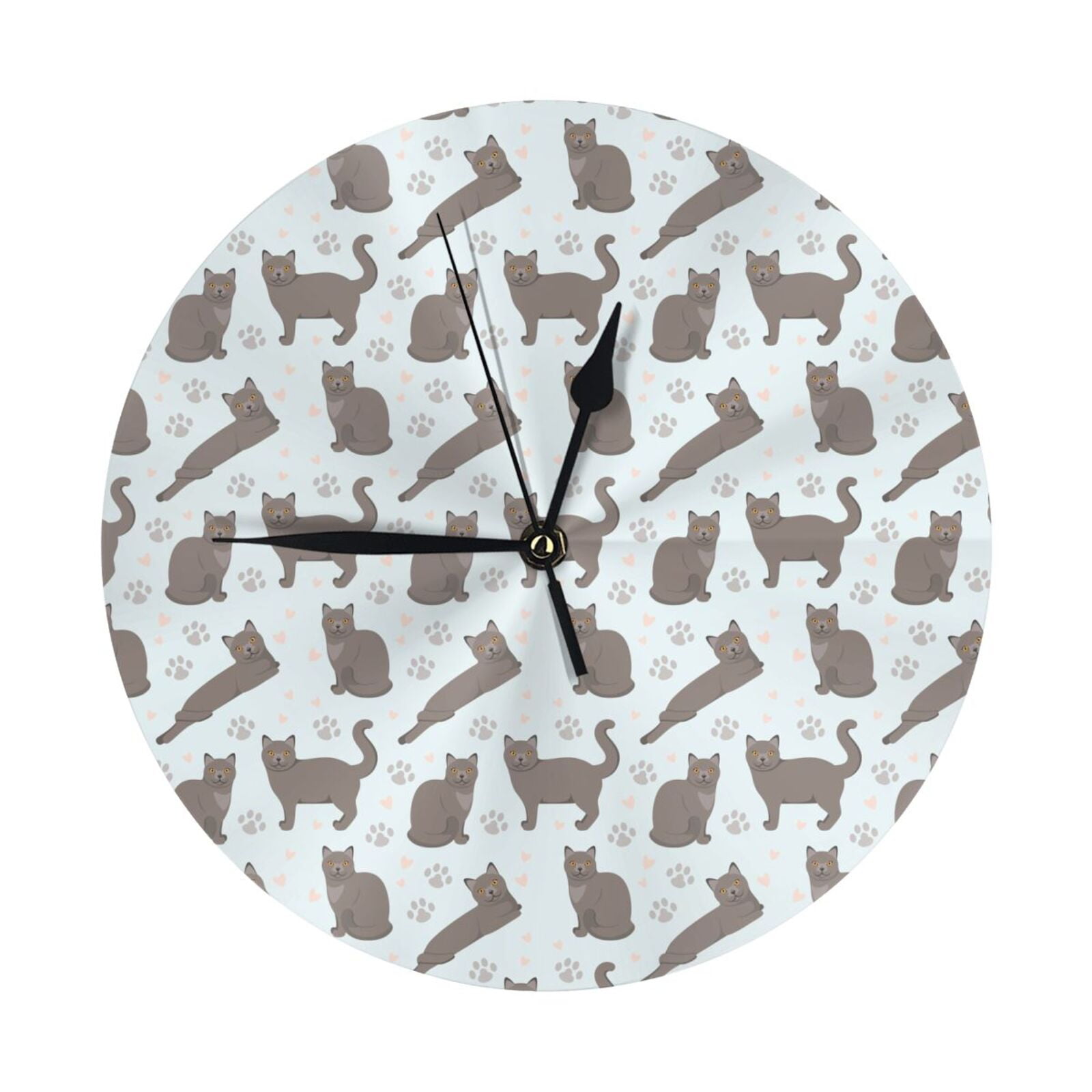 Wall Clock Elegant Cute Cartoon Cat Wall Clocks Battery Operated ...
