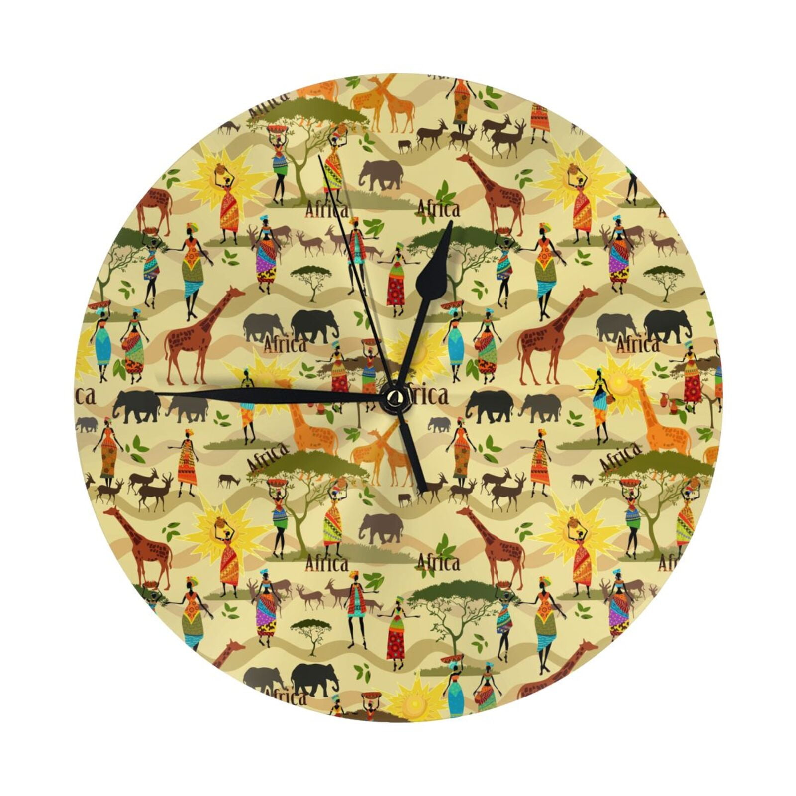 Wall Clock Elephant Giraffe Animal Wall Clocks Battery Operated, Modern ...
