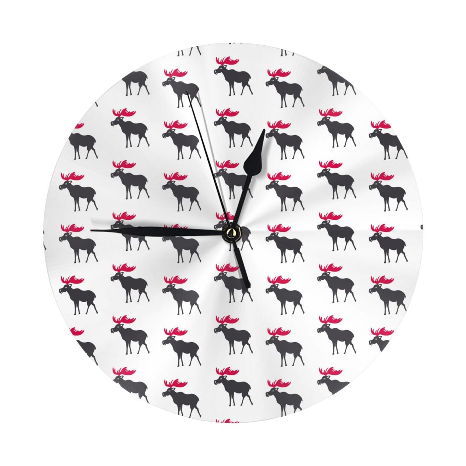 Wall Clock, Elk Moose cartoon cute Wall Clocks Battery Operated Silent ...