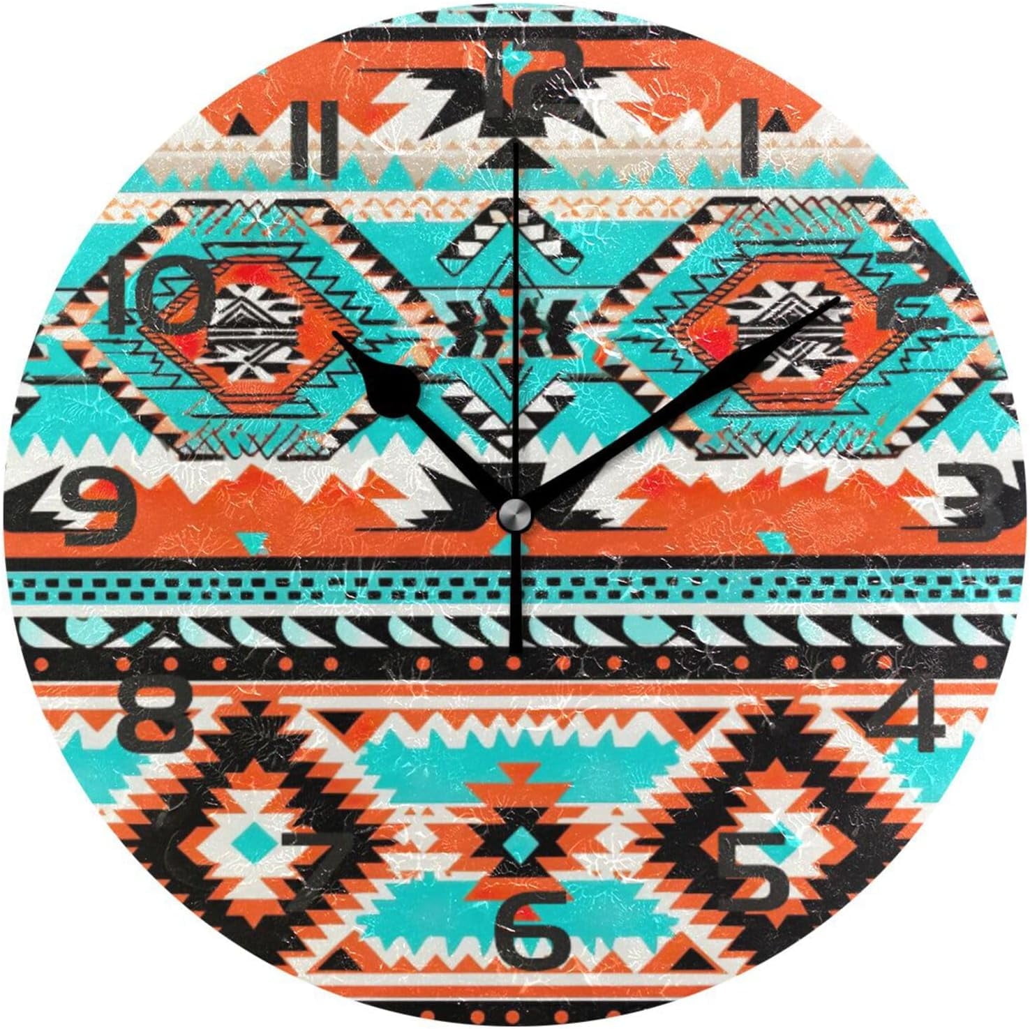 Wall Clock Ethnic Stripe 10 Inch Silent Non Ticking Quality Quartz ...