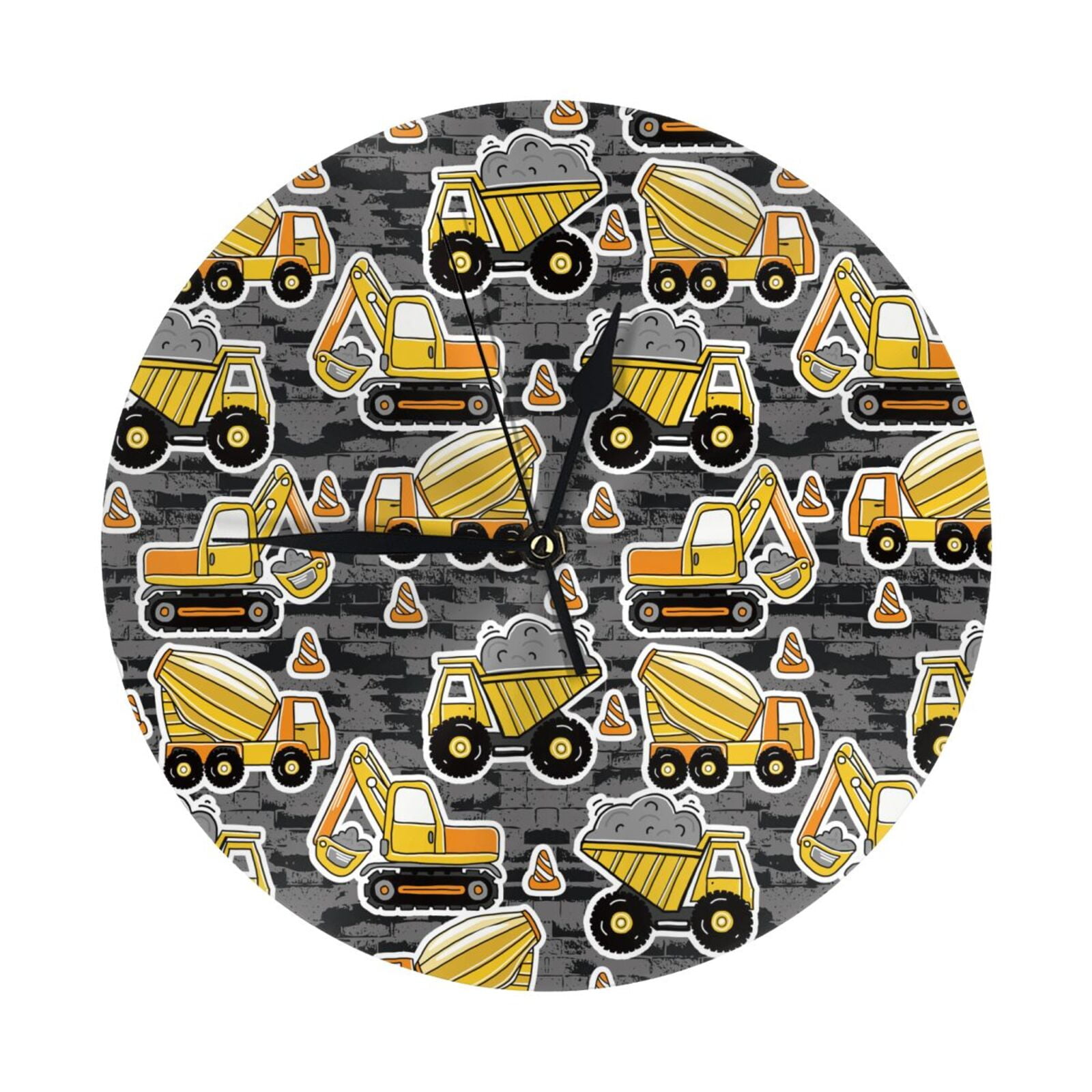 Wall Clock, Excavator at work Wall Clocks Battery Operated Silent ...