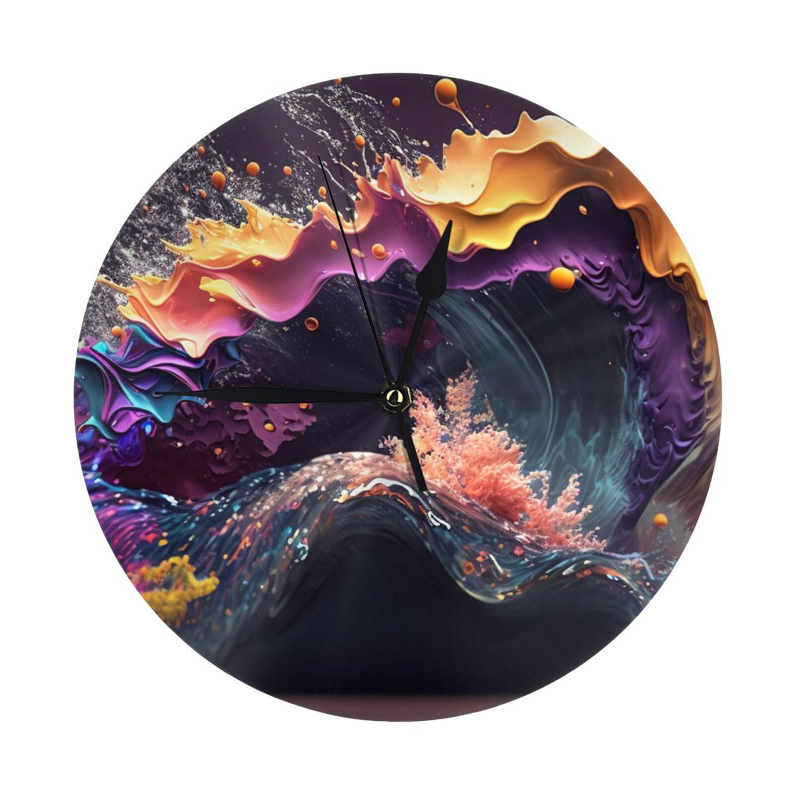 Wall Clock Explosive Fluid Splash Art Wall Clocks Battery Operated ...