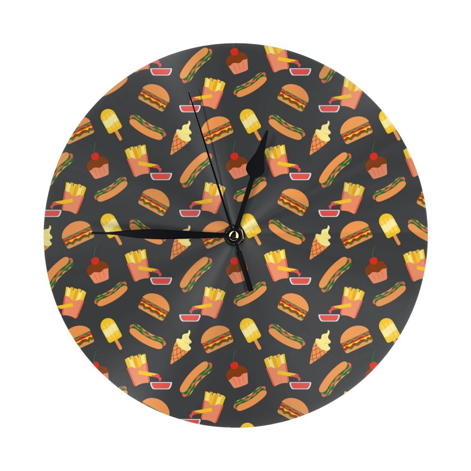 Wall Clock, Fast Food Wall Clocks Battery Operated Silent Kitchen ...