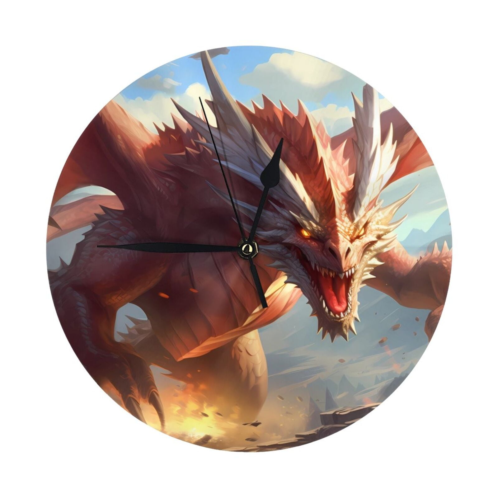 Wall Clock Ferocious Dragon Fury Wall Clocks Battery Operated, Modern ...