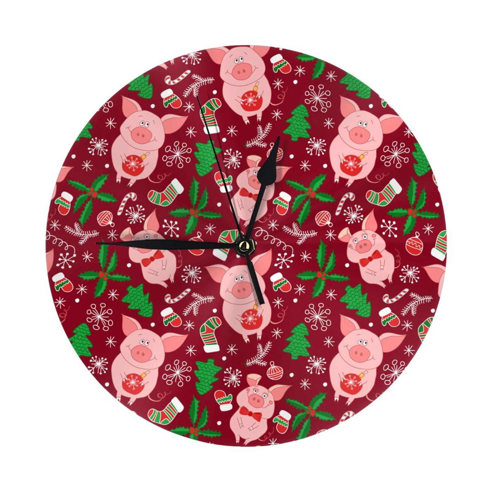 Wall Clock, Festive Style Cute Pig Pink Wall Clocks Battery Operated ...