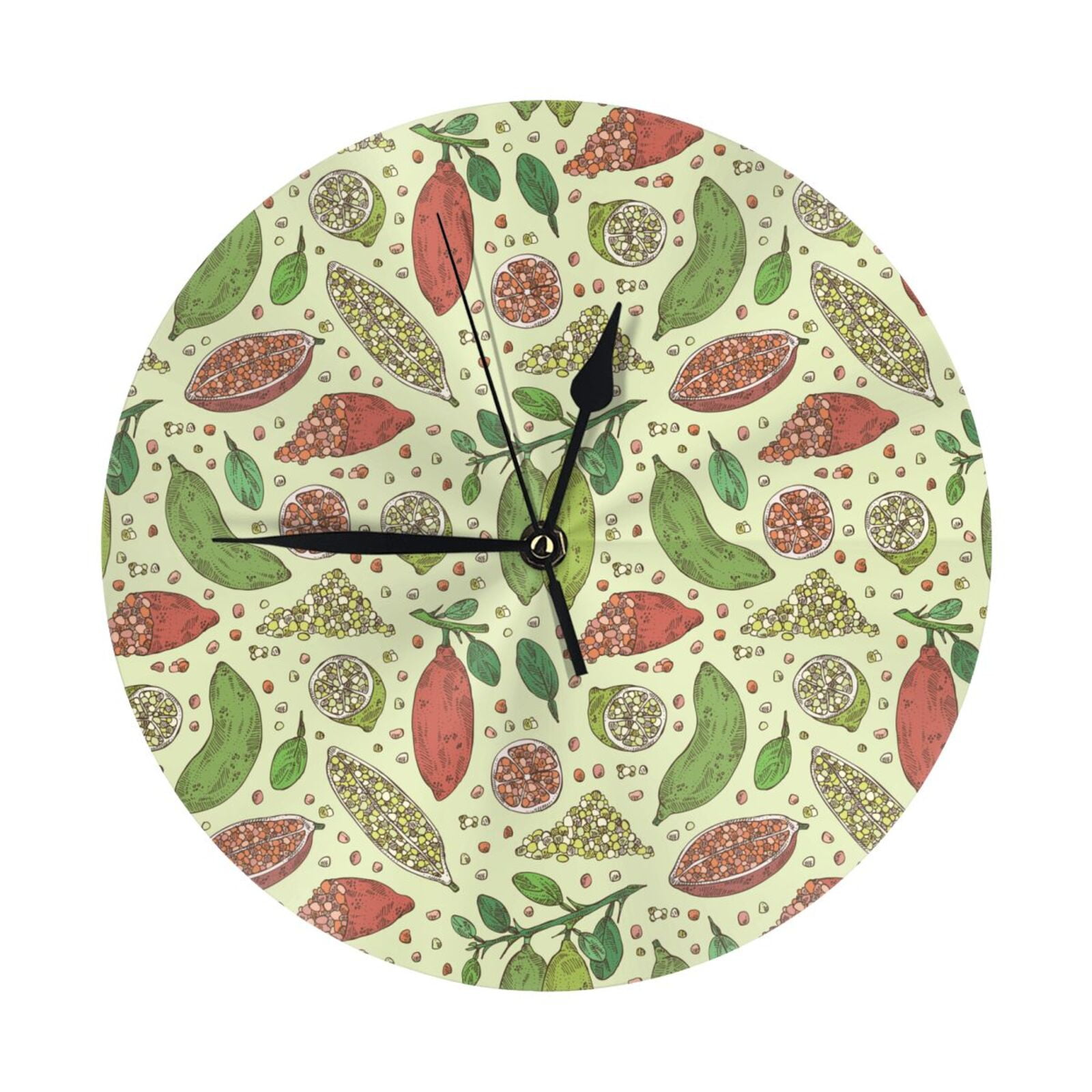 Wall Clock, Finger Lime Fruits Wall Clocks Battery Operated Silent ...