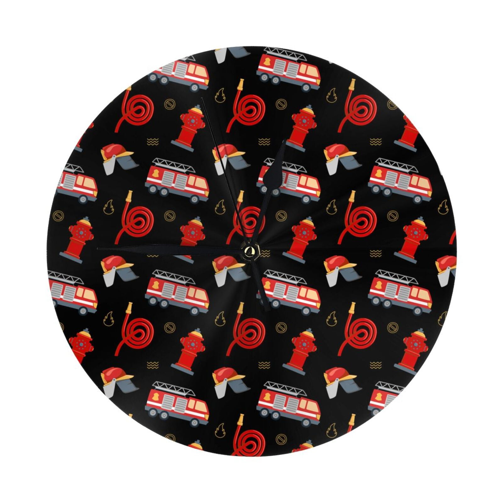 Wall Clock, Fire Fighting Wall Clocks Battery Operated Silent Kitchen ...