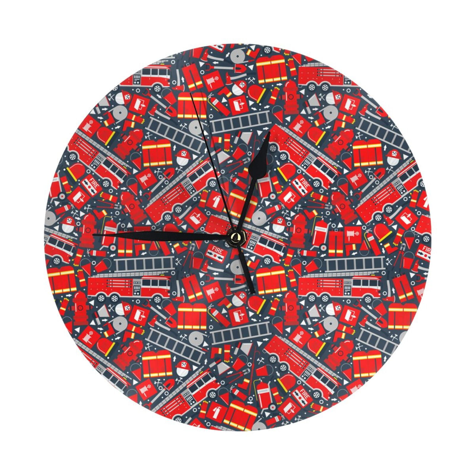 Wall Clock, Fire Sign Wall Clocks Battery Operated Silent Kitchen ...