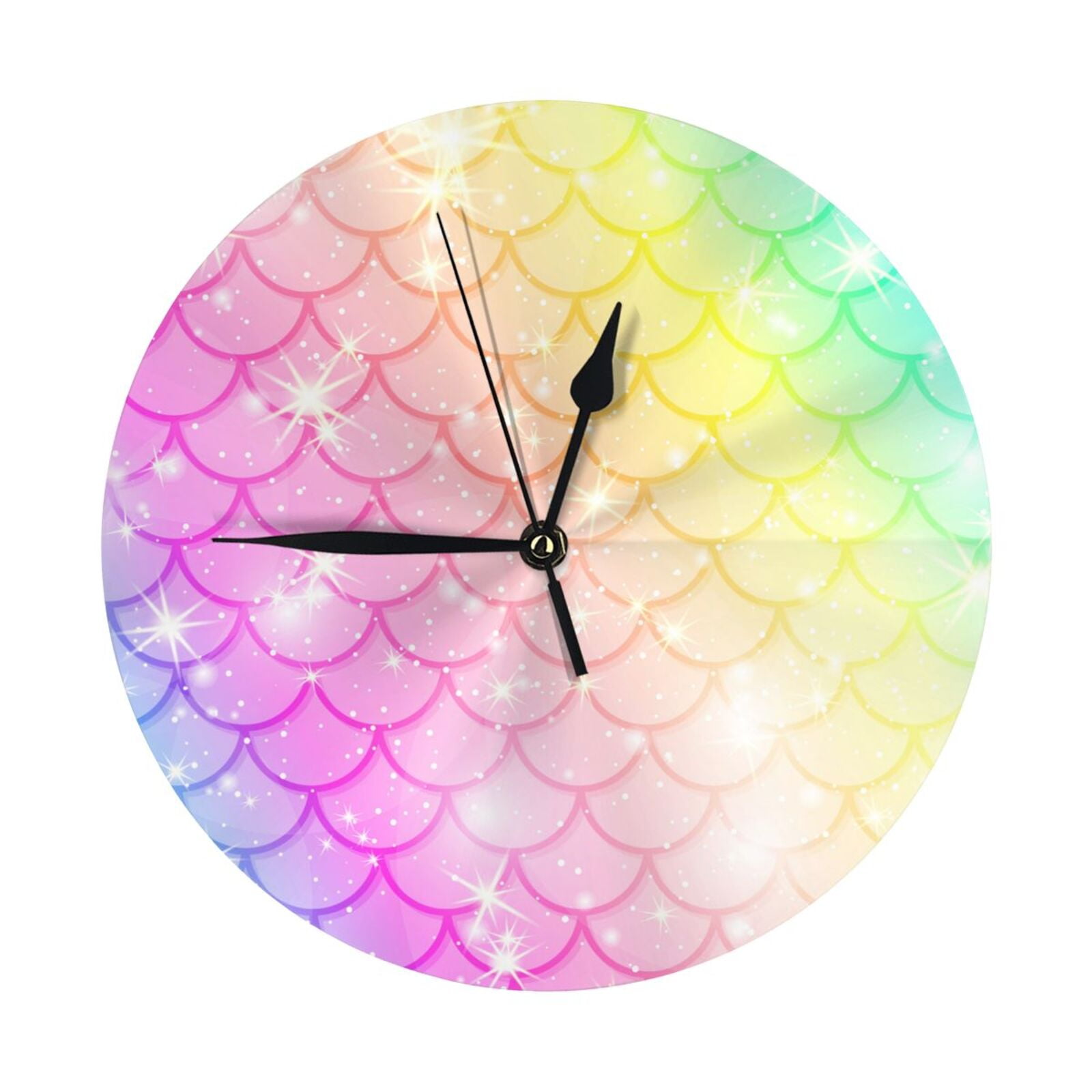 Wall Clock, Fish Scale Wall Clocks Battery Operated Silent Kitchen ...