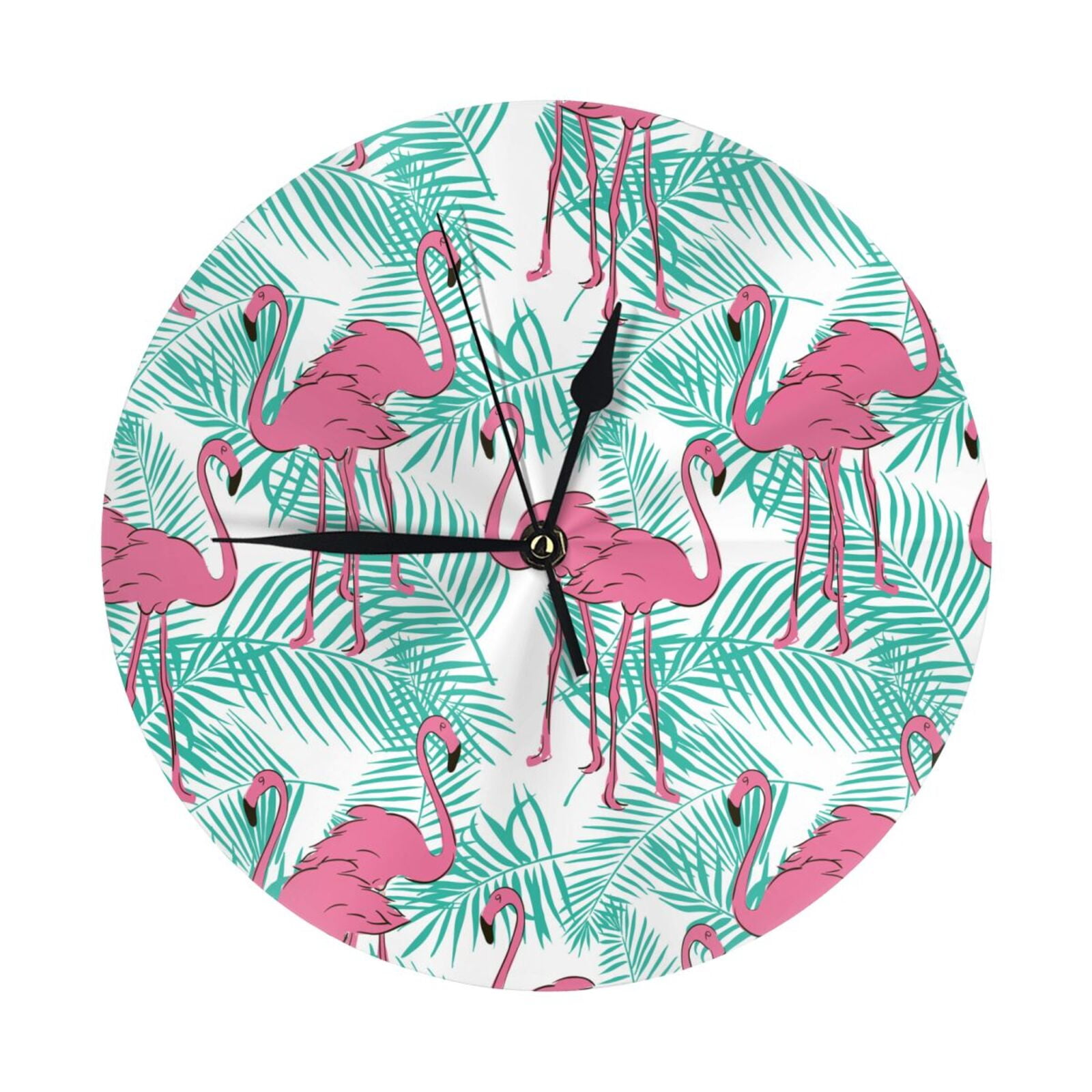 Wall Clock Flamingo print Wall Clocks Battery Operated, Modern Wall ...