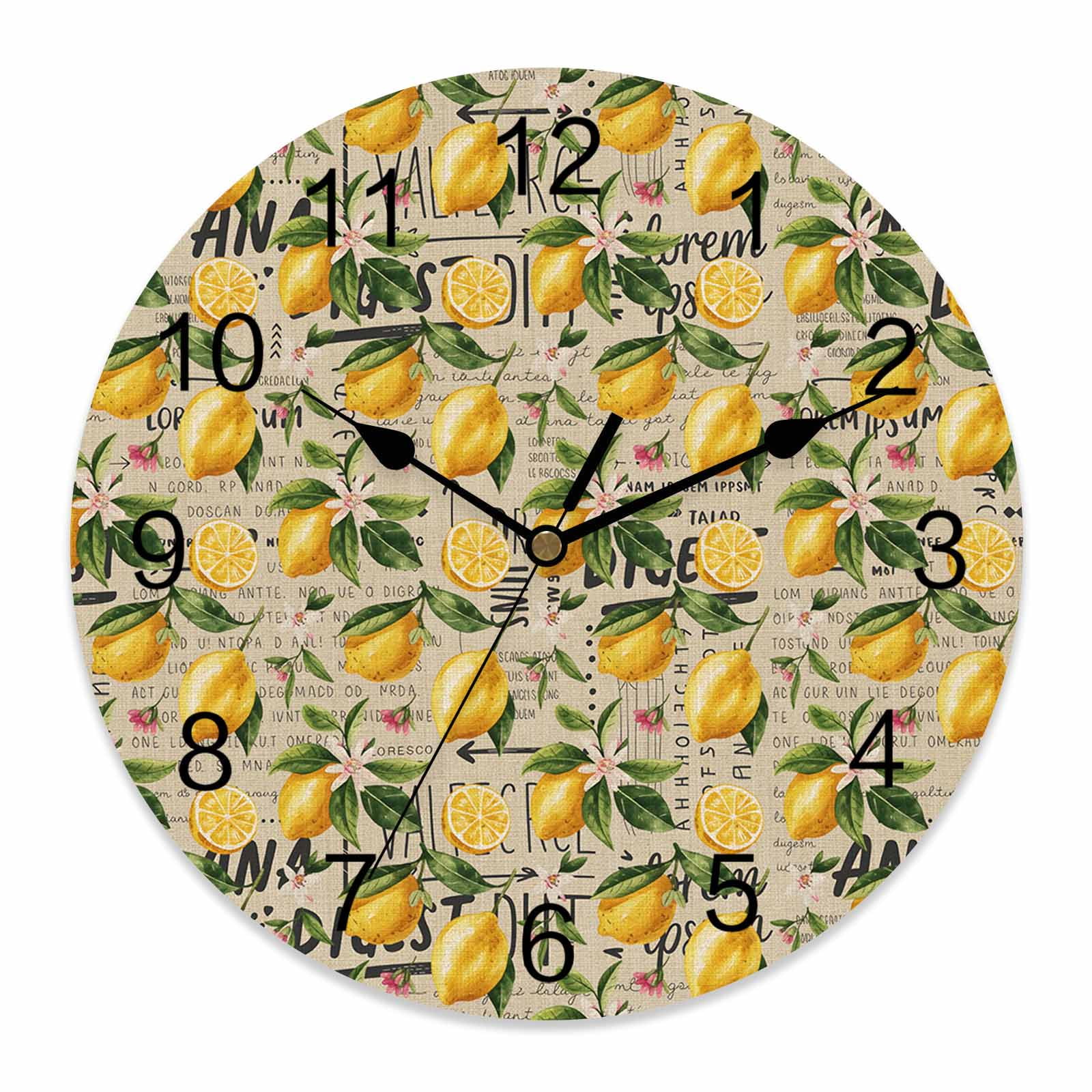 Wall Clock FloralLemon Clocks PVC Silent Non-Ticking Battery Operated ...