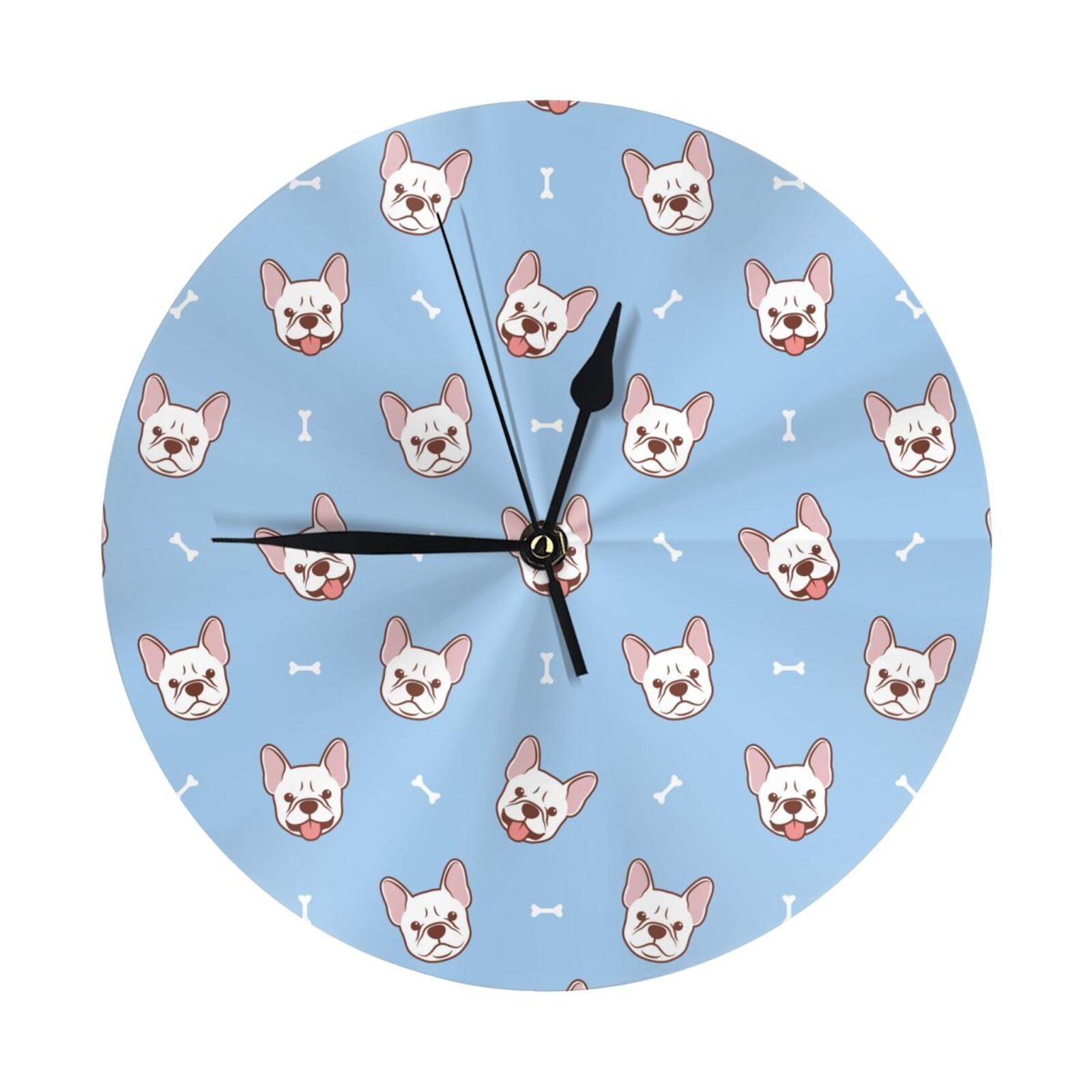 Wall Clock French Bulldog Head Wall Clocks Battery Operated, Modern ...