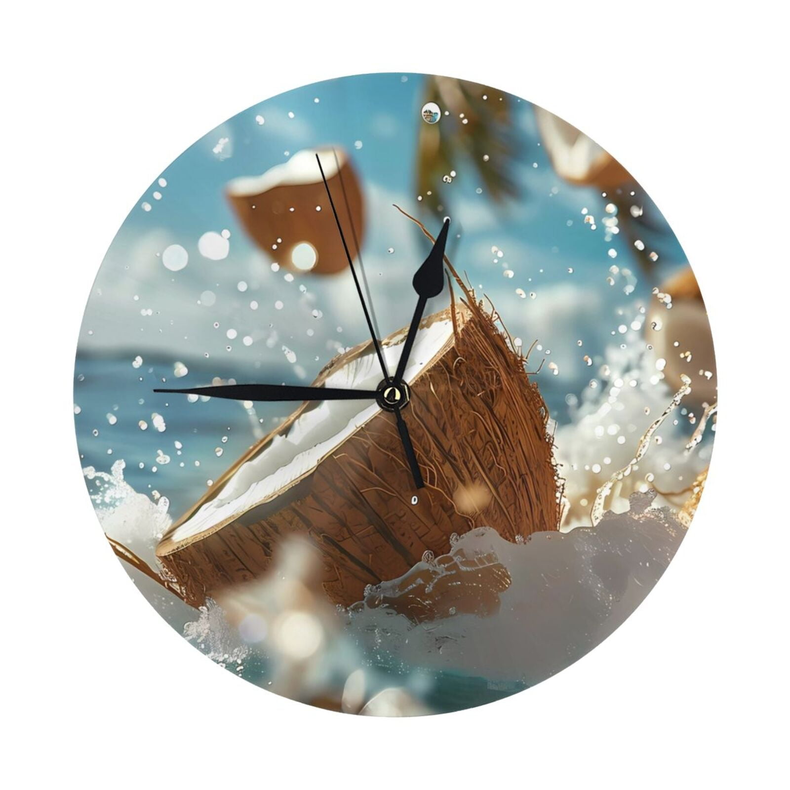 Wall Clock - Fresh Coconut Splash 9.8 Inch Silent Non Ticking Modern ...