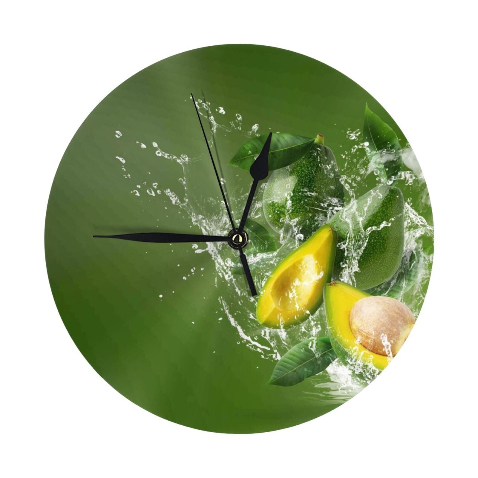 Wall Clock, Friut Avocado Wall Clocks Battery Operated Silent Kitchen ...