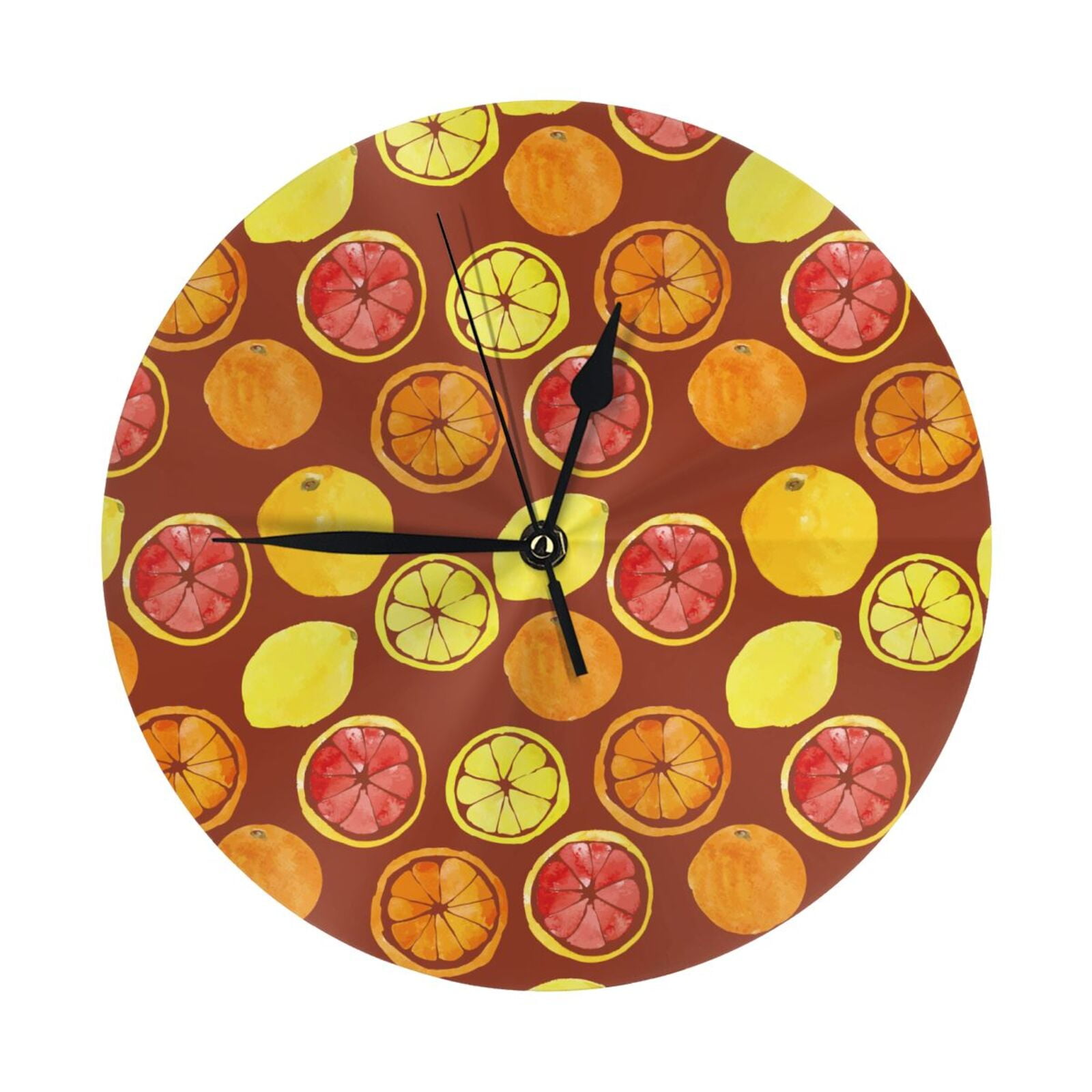 Wall Clock Fruit Collage Wall Clocks Battery Operated, Modern Wall ...