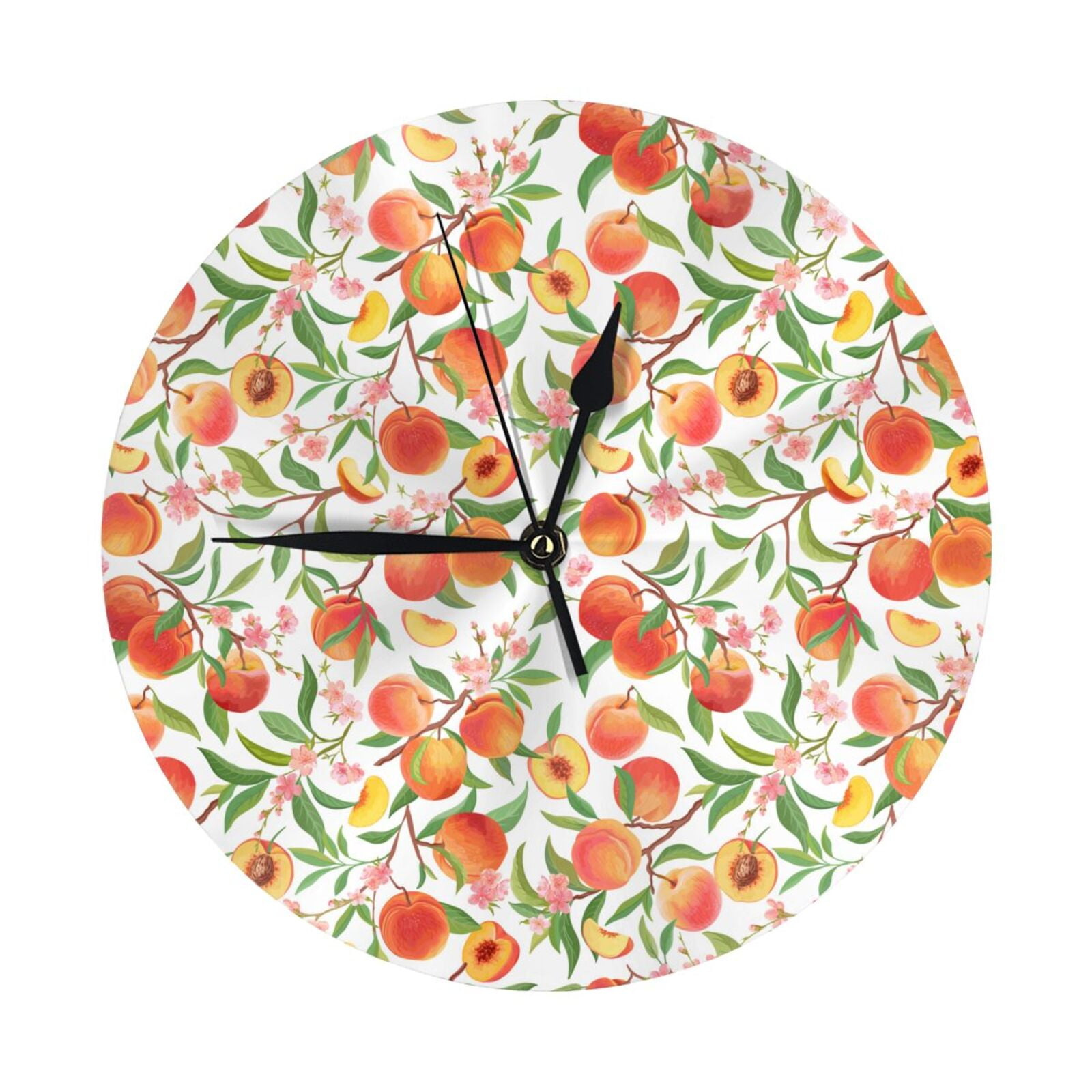 Wall Clock, Fruits Peach2 Wall Clocks Battery Operated Silent Kitchen ...
