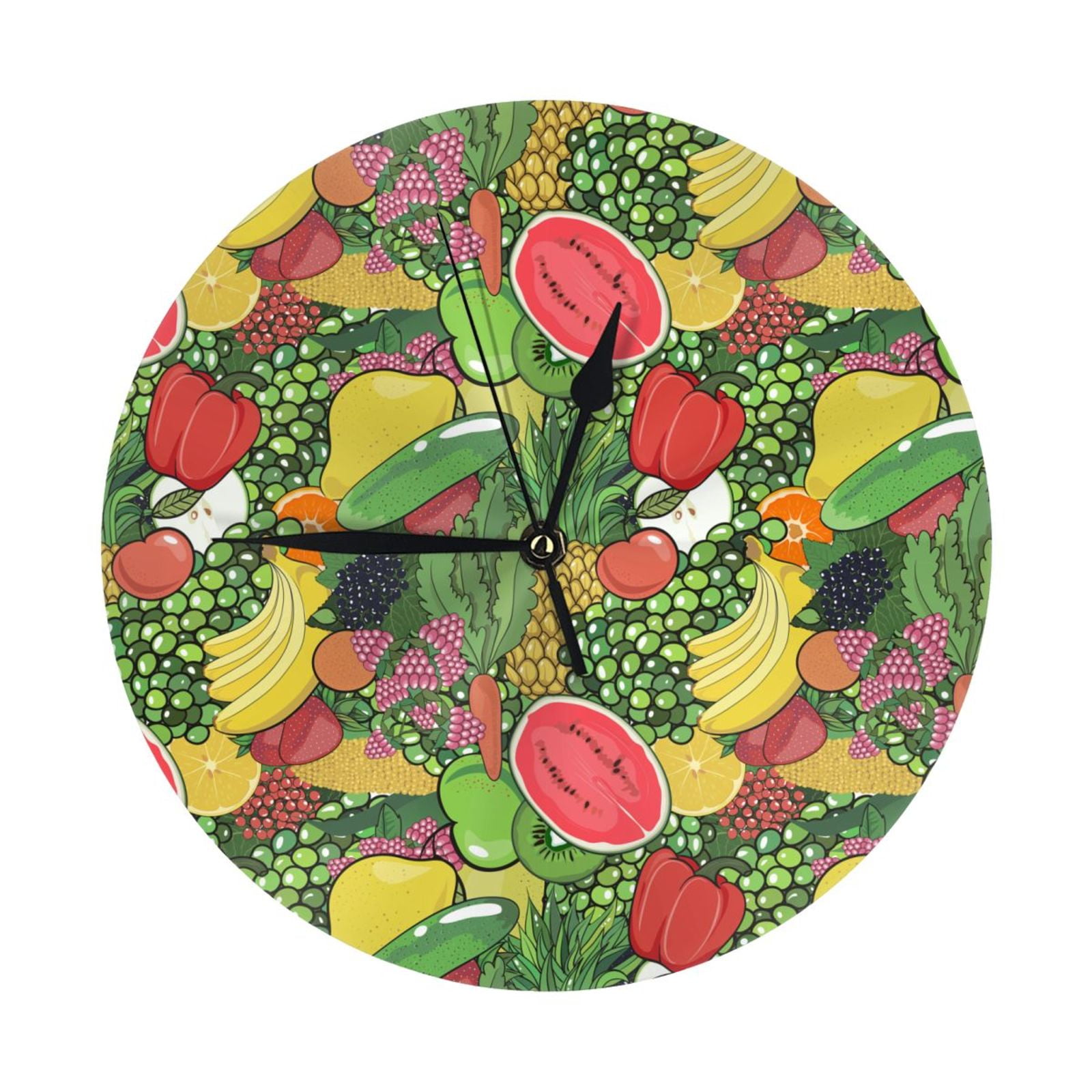 Wall Clock Fruits Vegetables And Berries Wall Clocks Battery Operated ...
