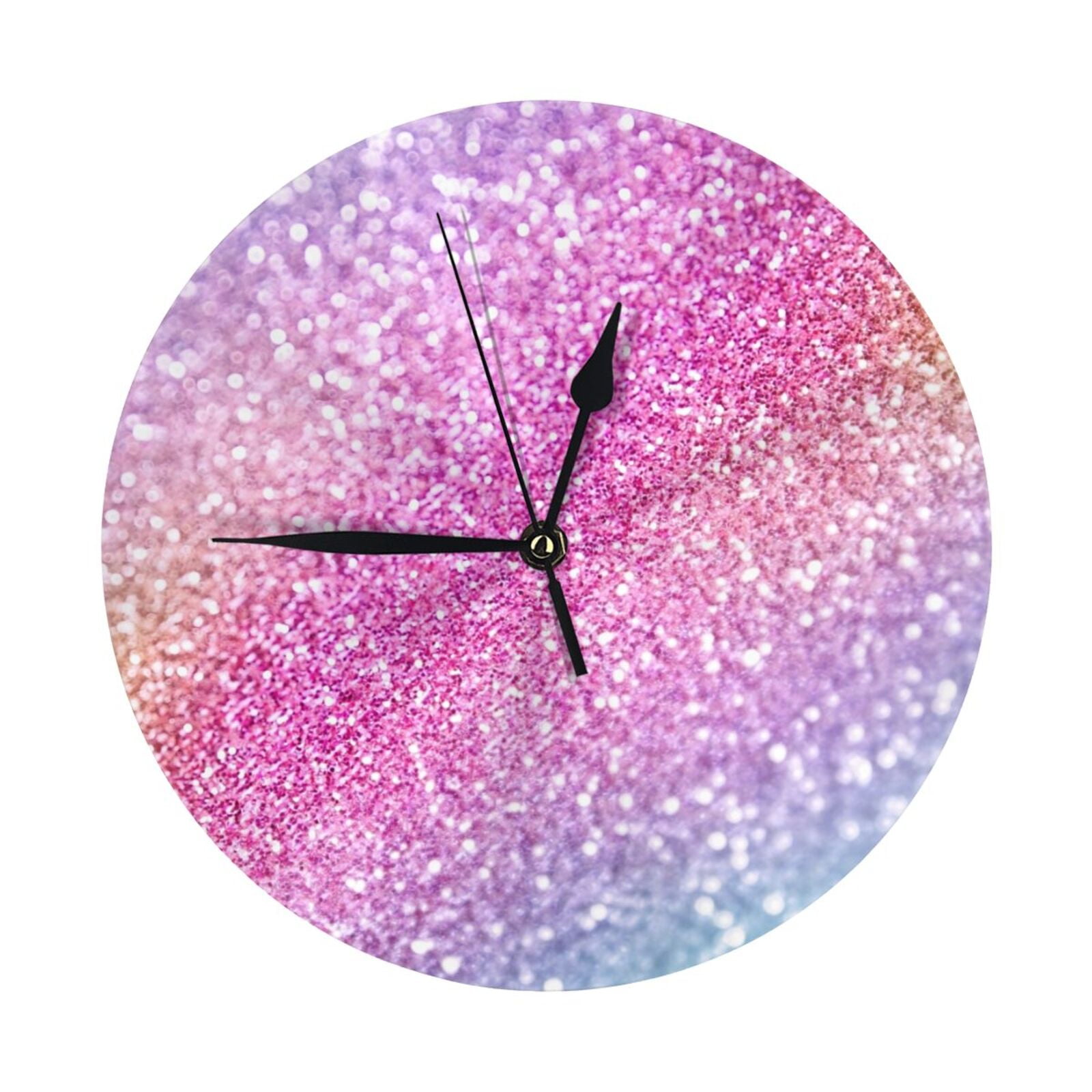Wall Clock Fun Rainbow Pink Wall Clocks Battery Operated, Modern Wall ...