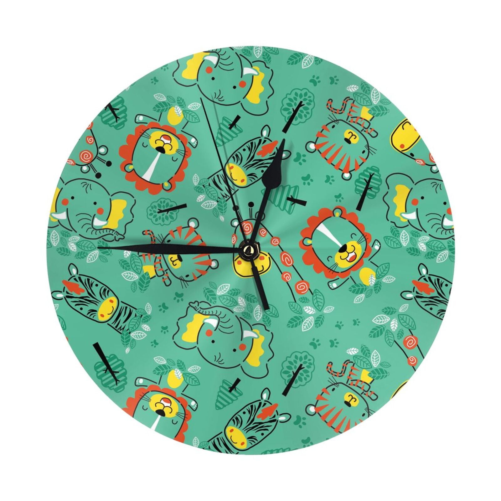 Wall Clock Funny Animals in Jungle Wall Clocks Battery Operated, Modern ...
