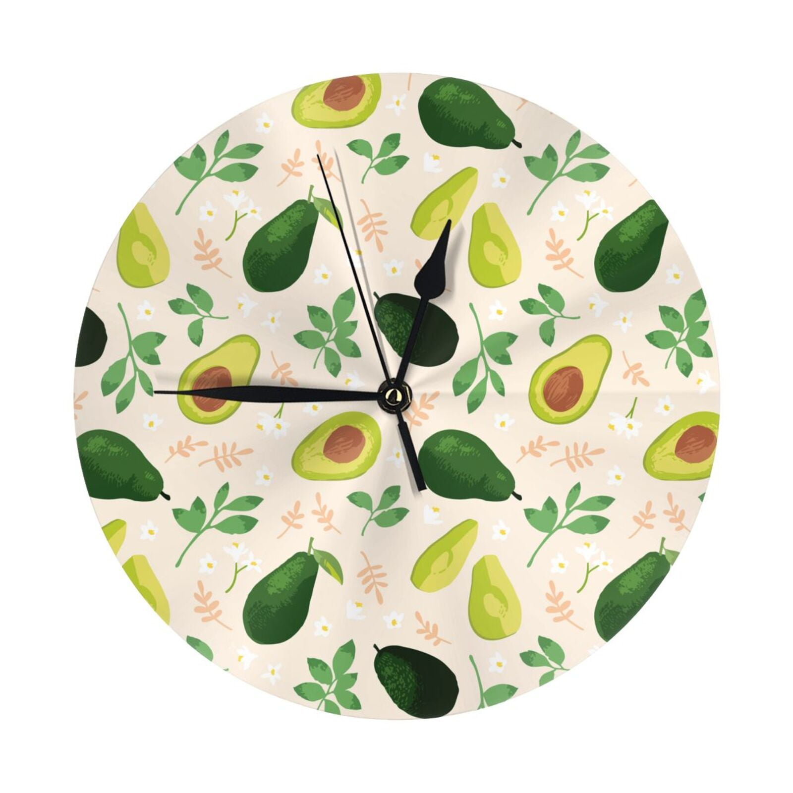 Wall Clock Funny Avocado Leaves Wall Clocks Battery Operated, Modern ...