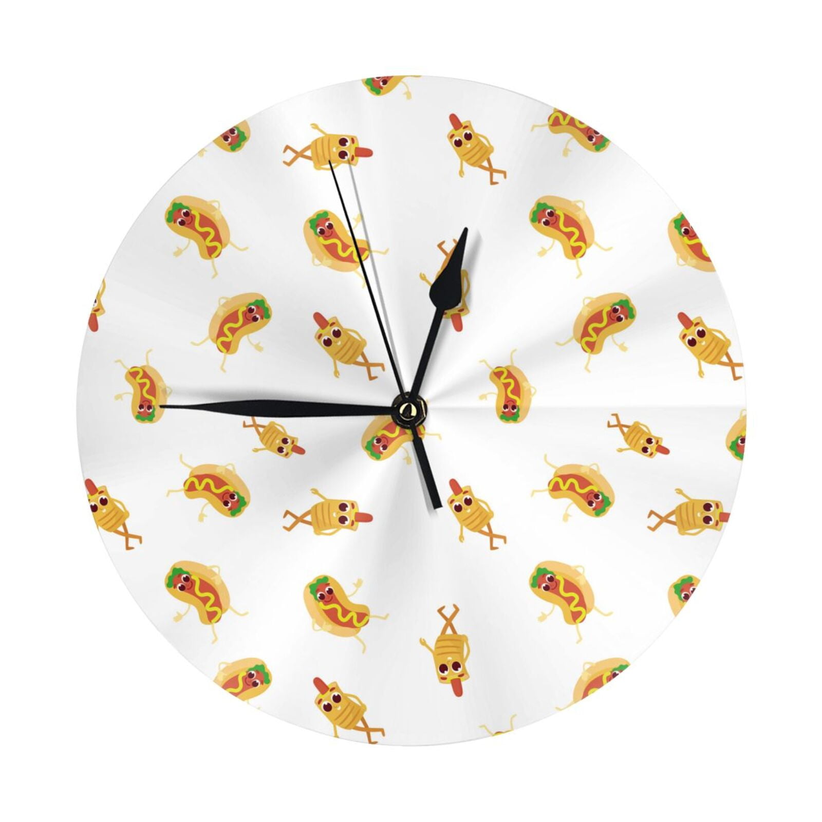 Wall Clock Funny Cartoon Hot Dog Print Wall Clocks Battery Operated ...