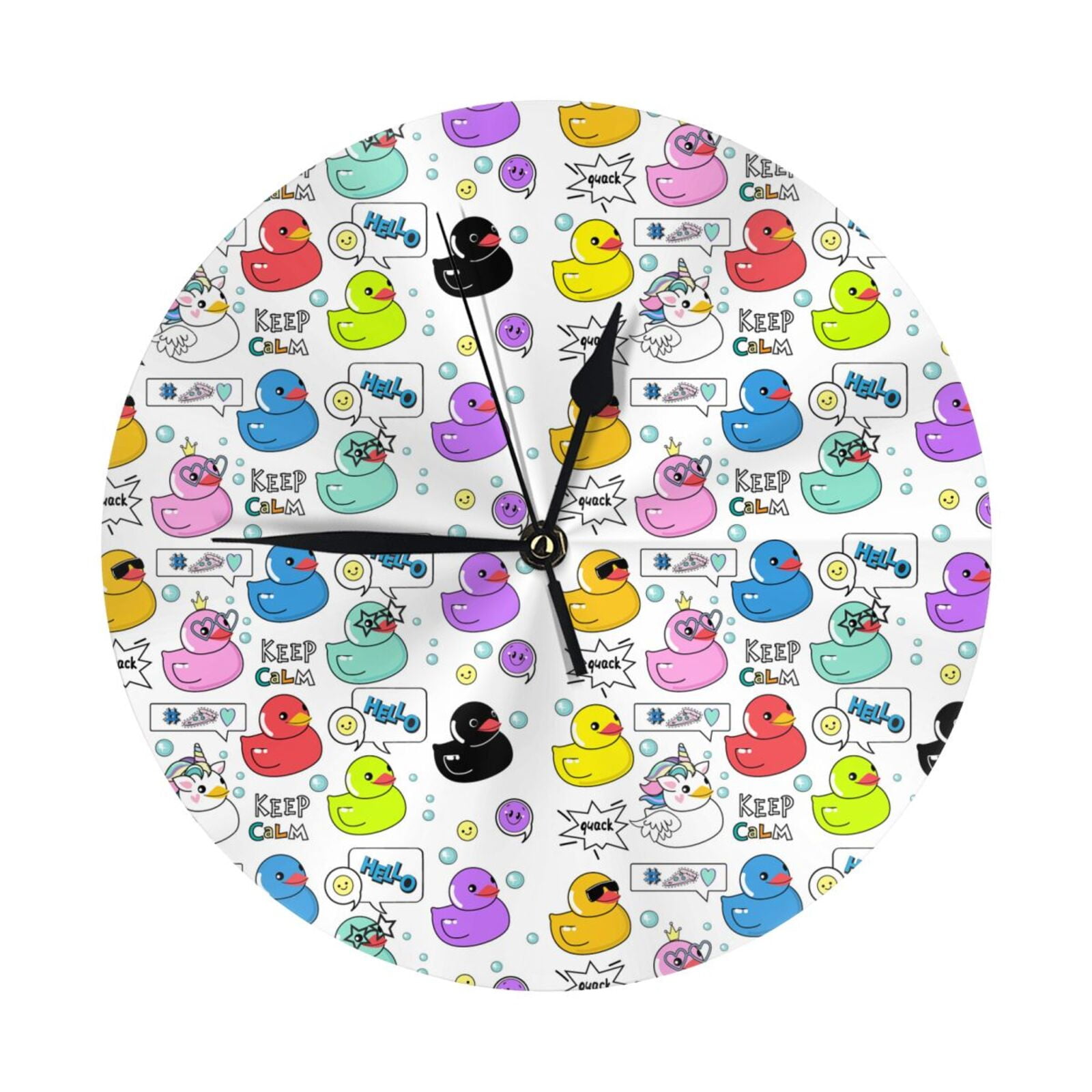 Wall Clock, Funny Colorful Cute Duck Wall Clocks Battery Operated ...