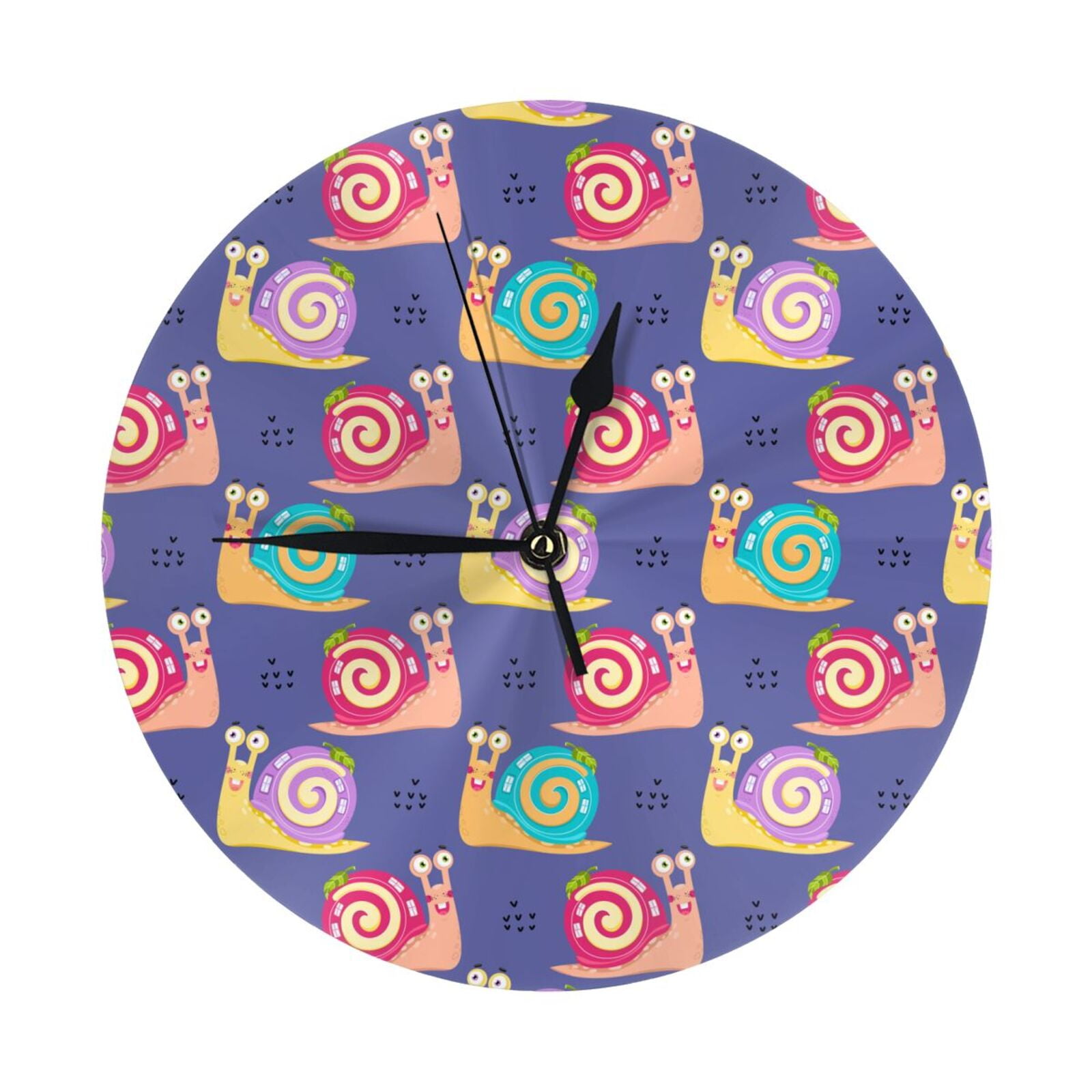 Wall Clock, Funny Colorful Snails Wall Clocks Battery Operated Silent ...