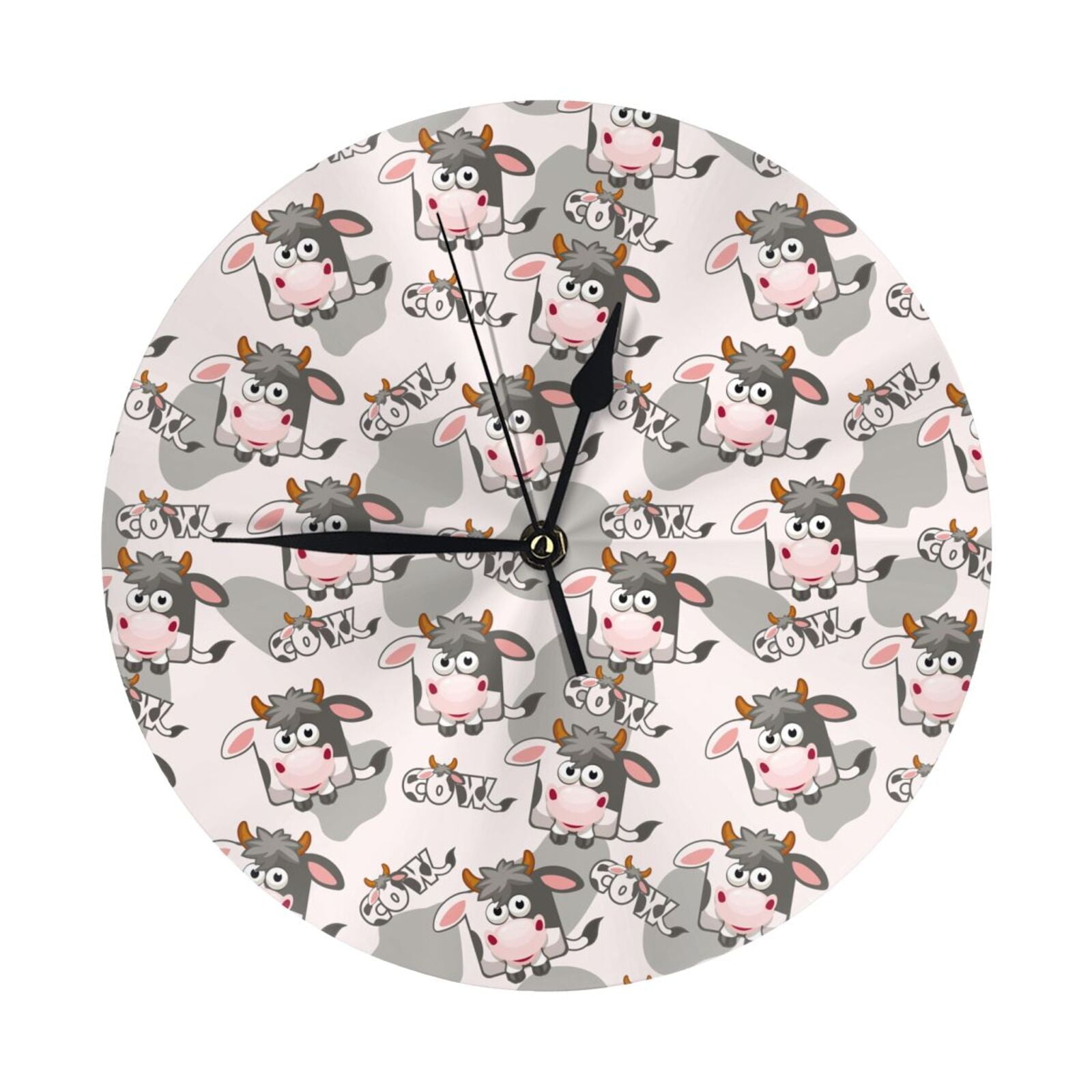 Wall Clock, Funny Cute Cartoon Milk Cow_A Wall Clocks Battery Operated ...