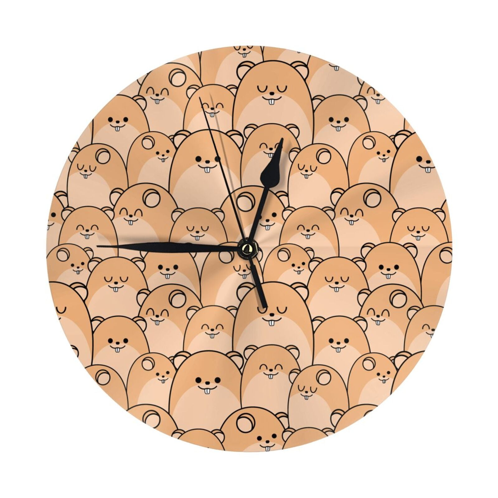 Wall Clock, Funny Cute Hamster Smiles Wall Clocks Battery Operated ...