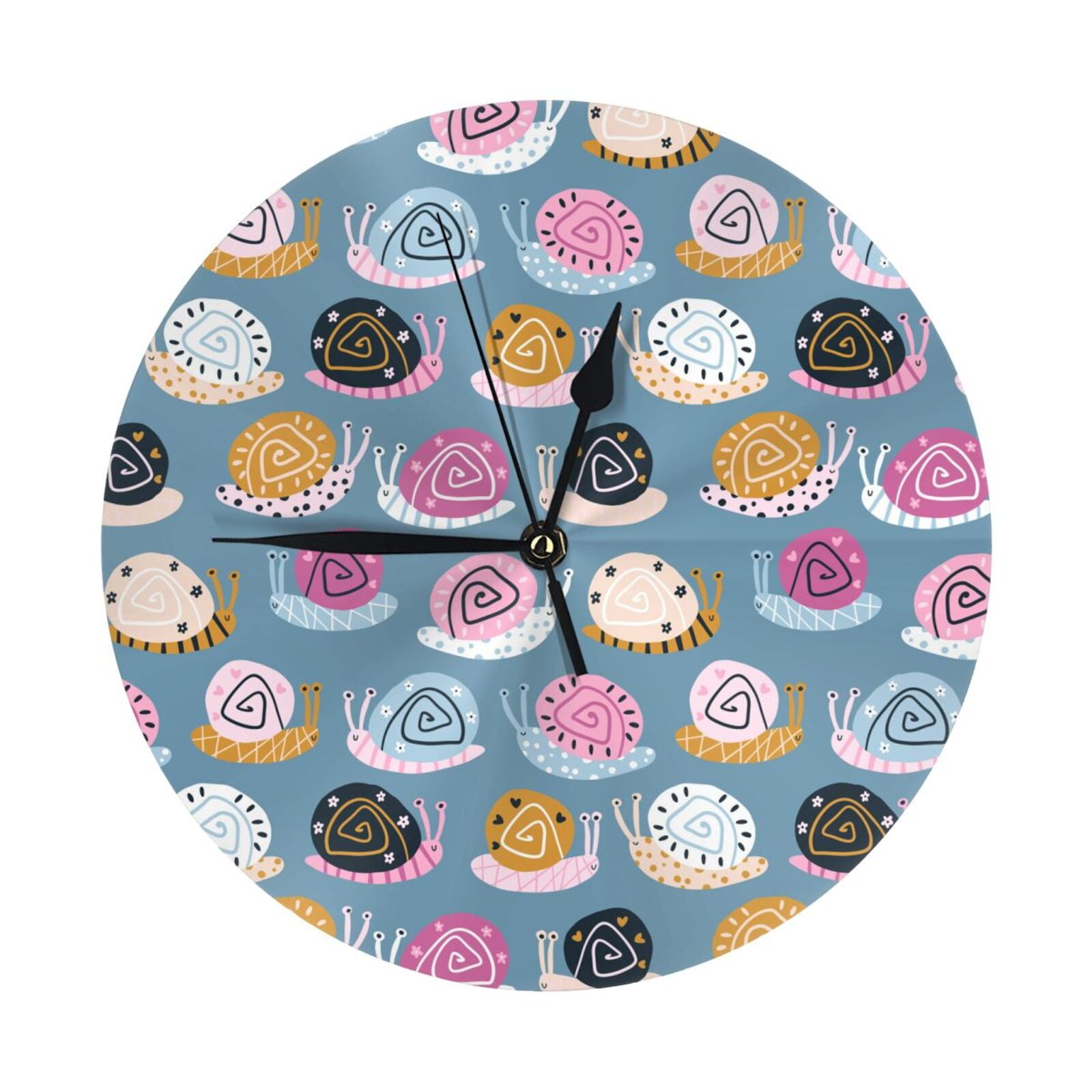Wall Clock, Funny Doodle Snails Wall Clocks Battery Operated Silent ...